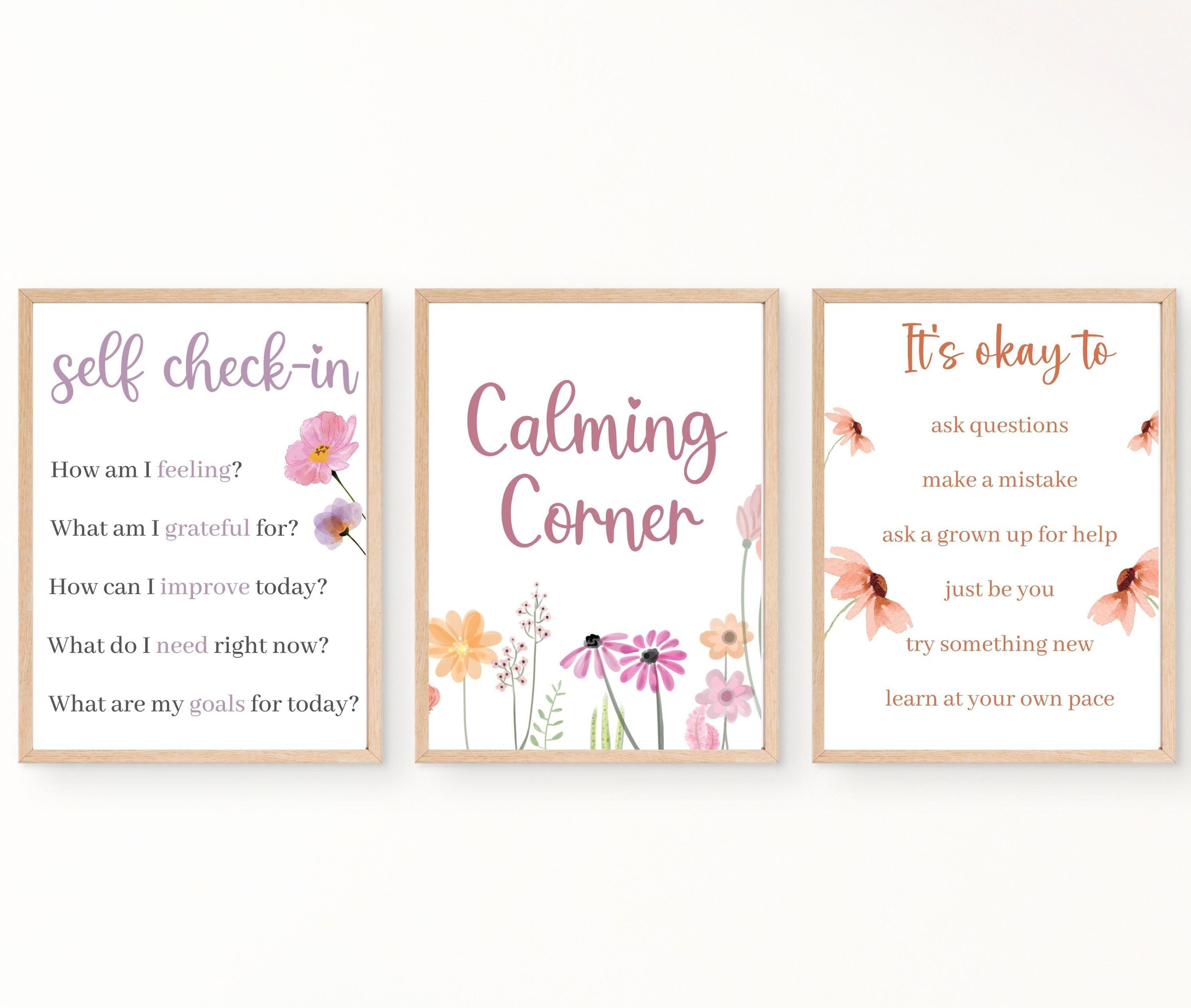 Preschool Classroom Posters Calm Down Corner Floral Wall Art for Calm ...
