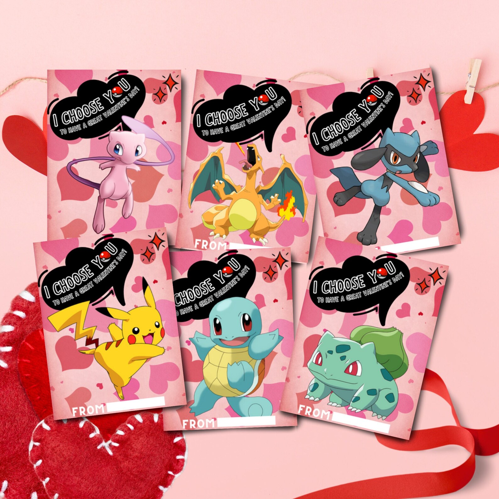 Pokemon Valentine Card 2 Sizes for Classroom School Instant - Etsy