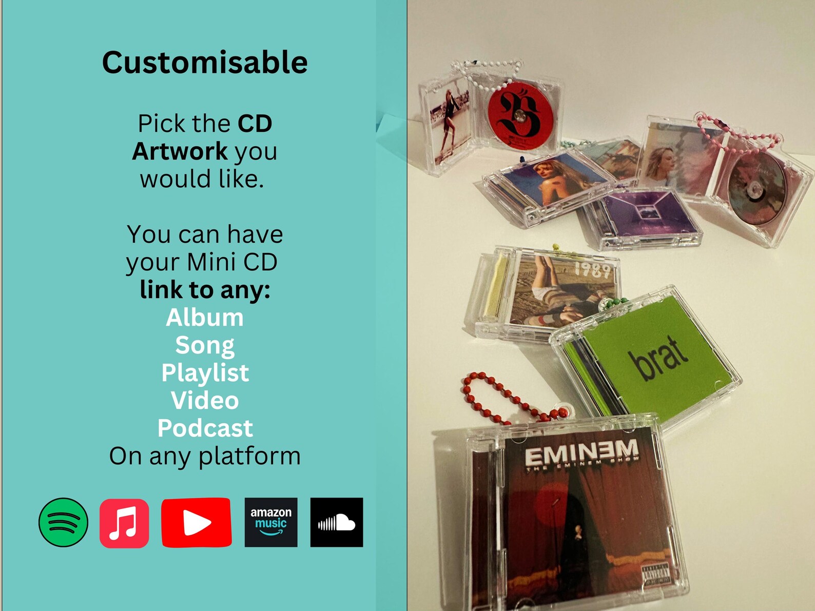 Custom Mini Album CD Keychain | NFC Enabled | Personalised Father's Day ...