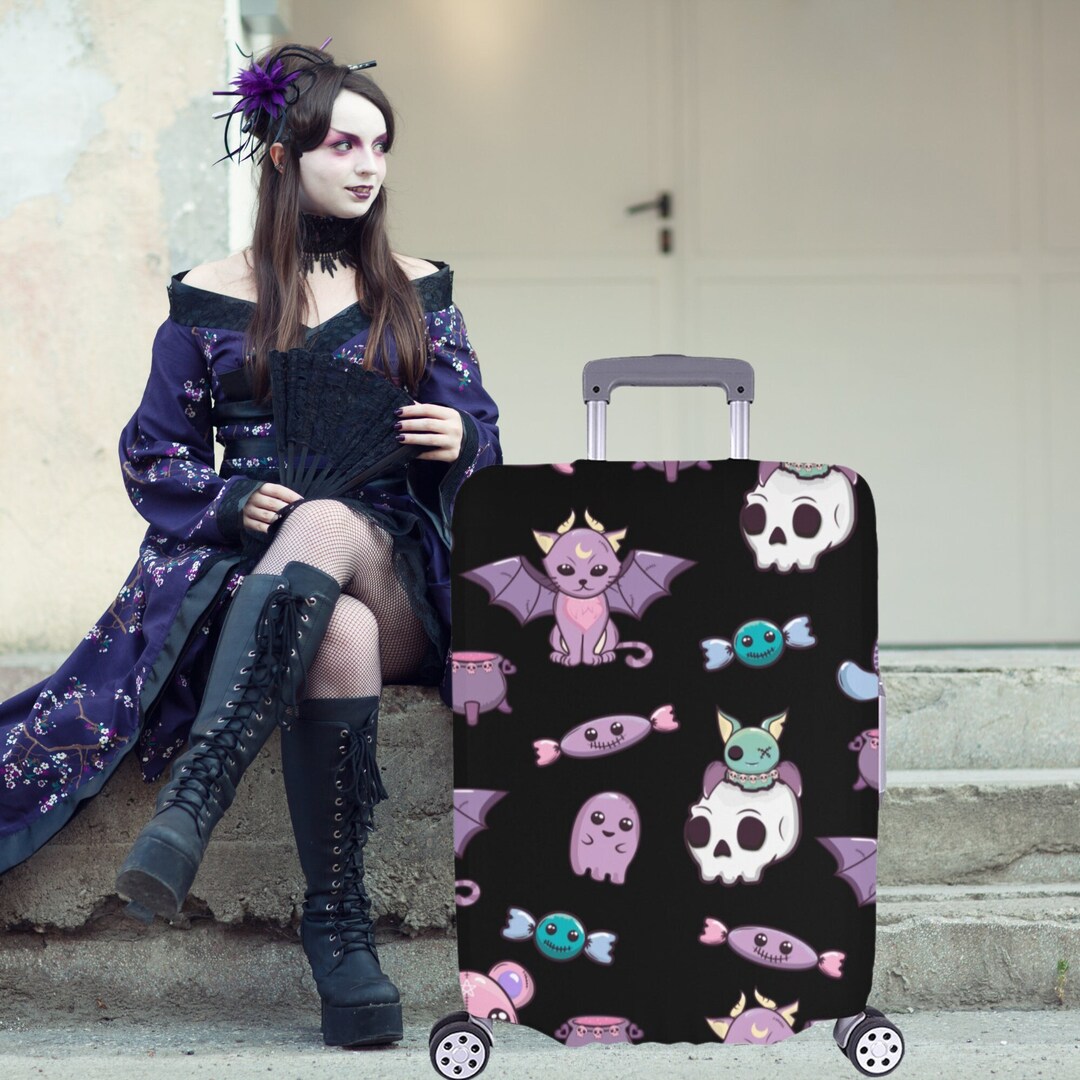 Gothic Kawaii Suitcase Cover-custom Luggage Cover-cute Goth Travel Bag ...