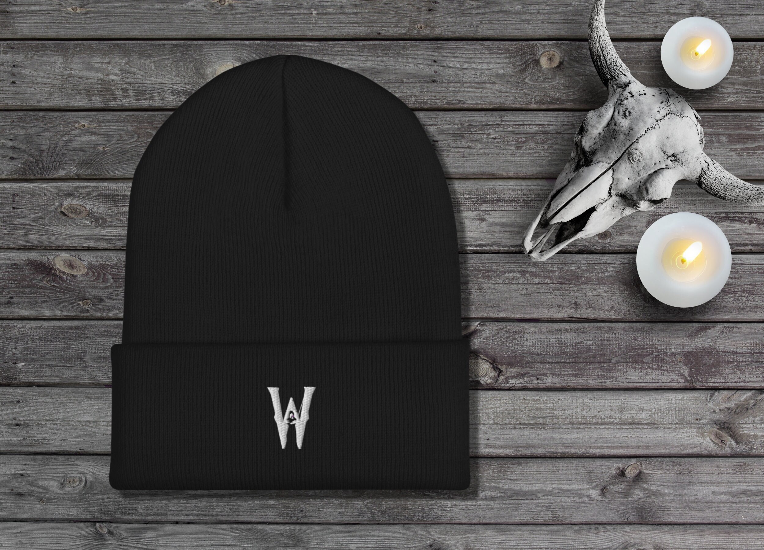 Embroidered Wednesday Addams Black Beanie-addams Family Beanie-goth ...