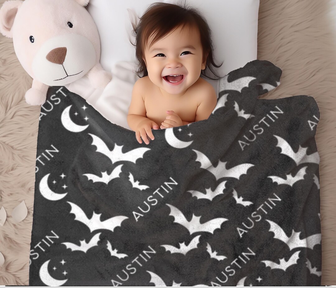 Gothic Baby Blanket-personalised Bat Baby Blanket-30x40 Inch Blanket ...