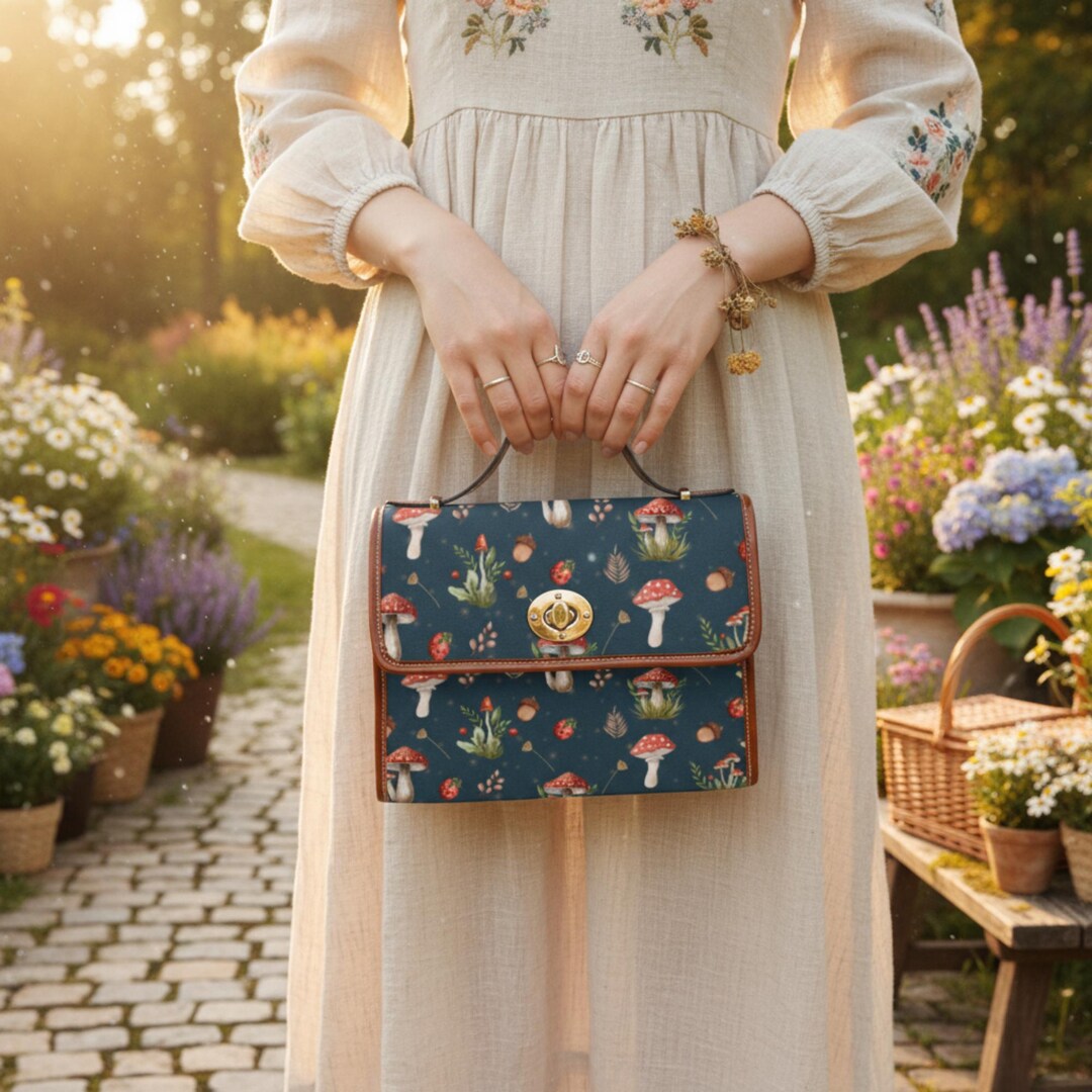 Mushroom Purse -cottagecore Satchel-brown Vegan Leather Cottagecore Bag ...