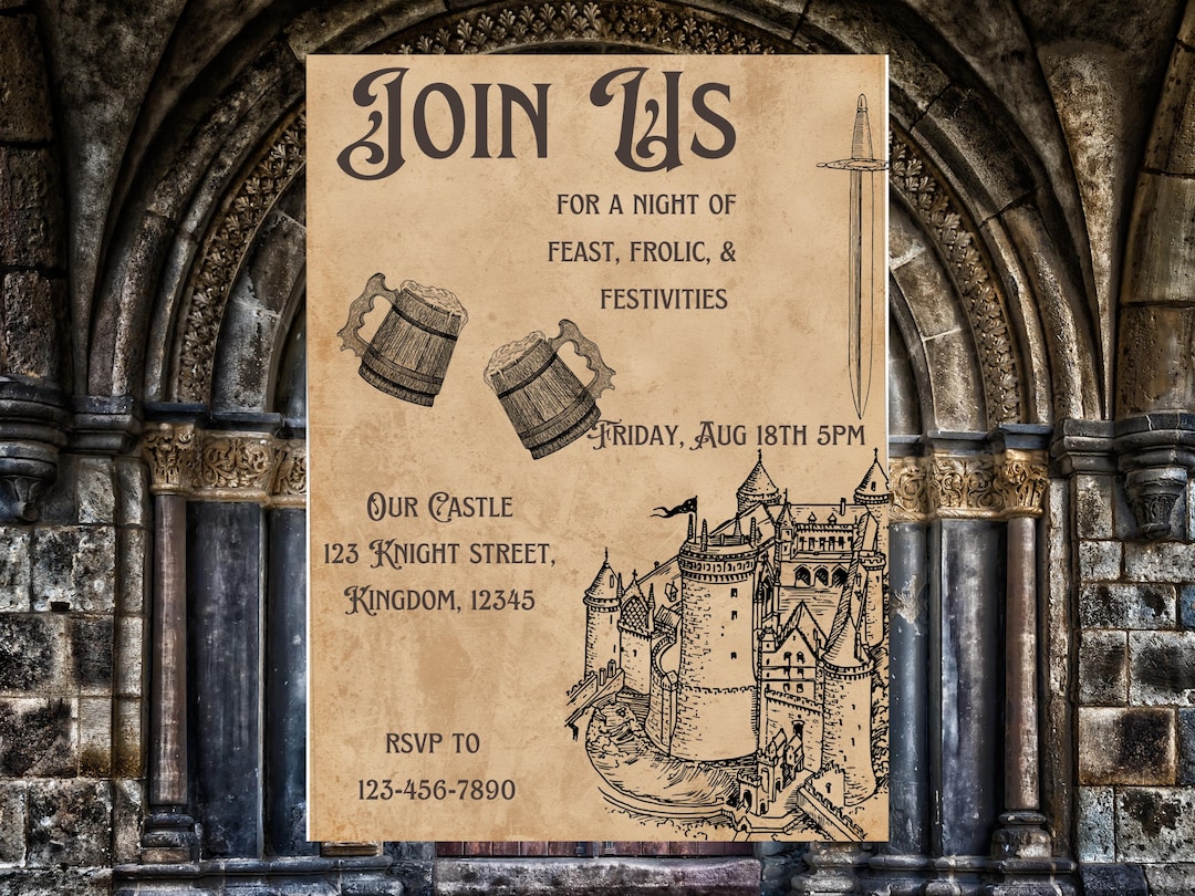 Medieval Party Invitation: Renaissance Fair, Dnd, Castle Theme (canva ...