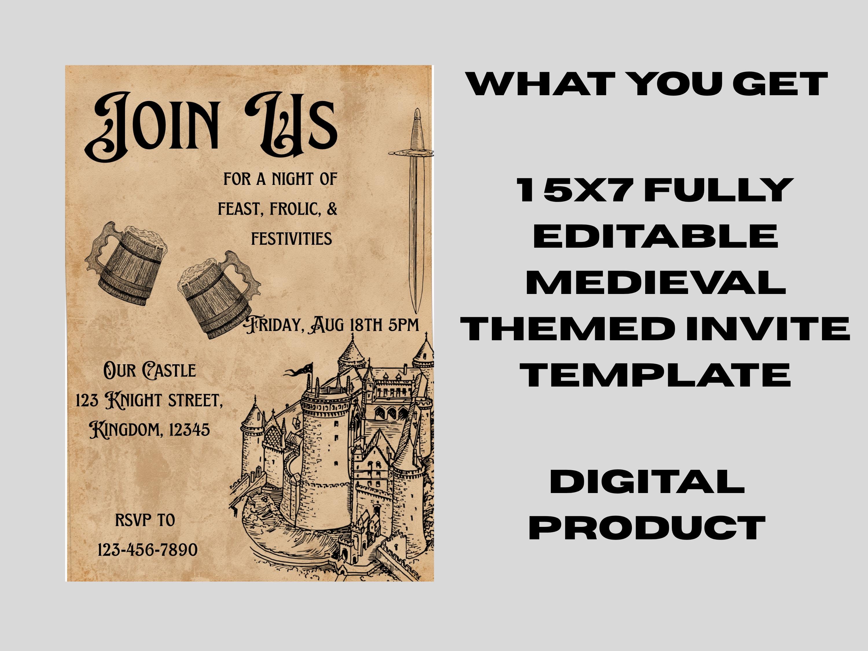 Medieval Party Invitation: Renaissance Fair, Dnd, Castle Theme (canva ...