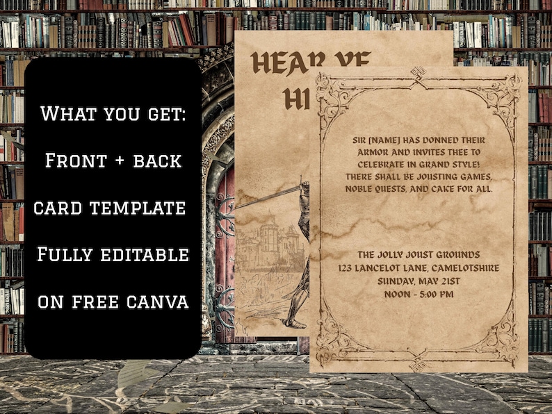 Medieval Knight & Renaissance Invitation | Editable Canva Party ...