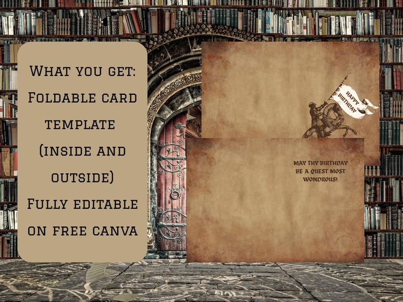 Medieval Knight Birthday Card Template: Printable, Editable (canva) - Etsy