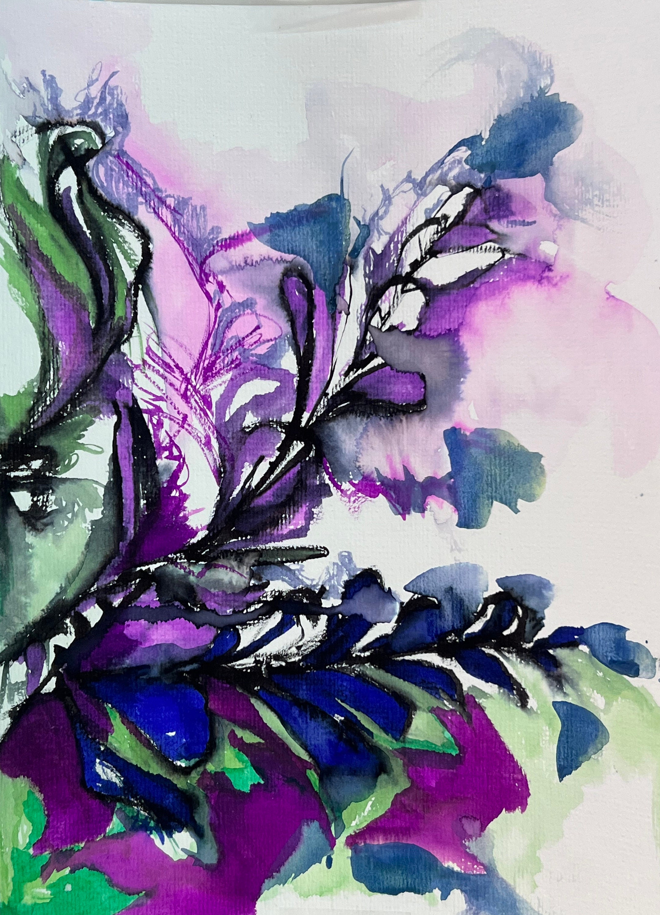 Risqué Day, Original Watercolor Painting, Nature Painting, Flower ...