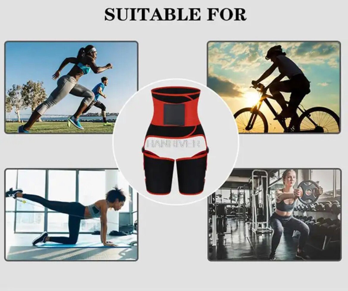 3 in 1 Waist and Thigh Trimmer Double Compression Belt Leg Support ...