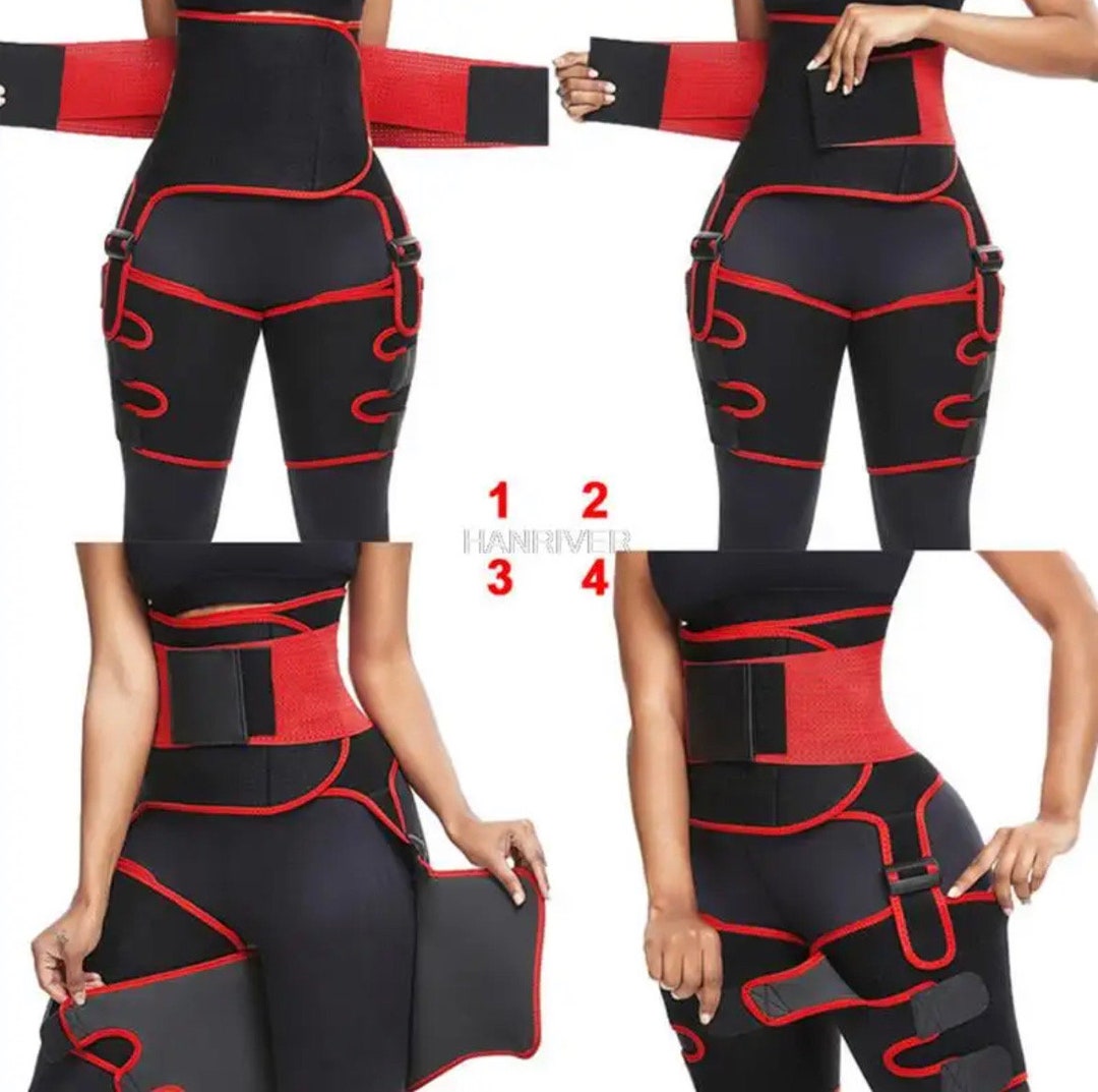 3 in 1 Waist and Thigh Trimmer Double Compression Belt Leg Support ...