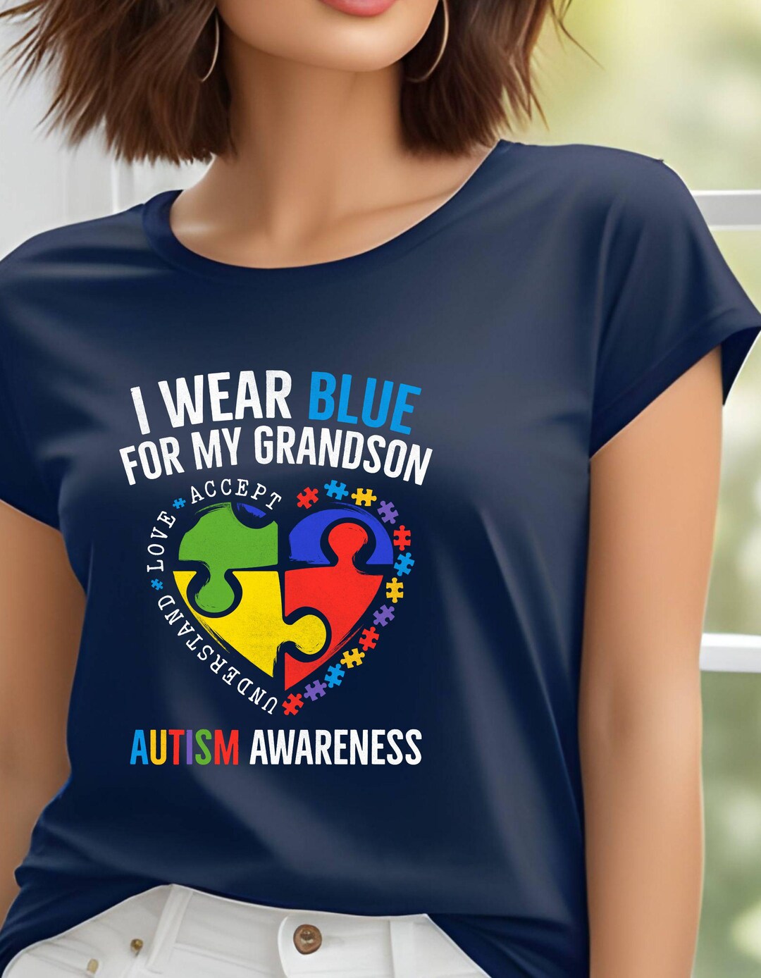Autism Awareness Tee - I Wear Blue for My Grandson, Support Autism ...
