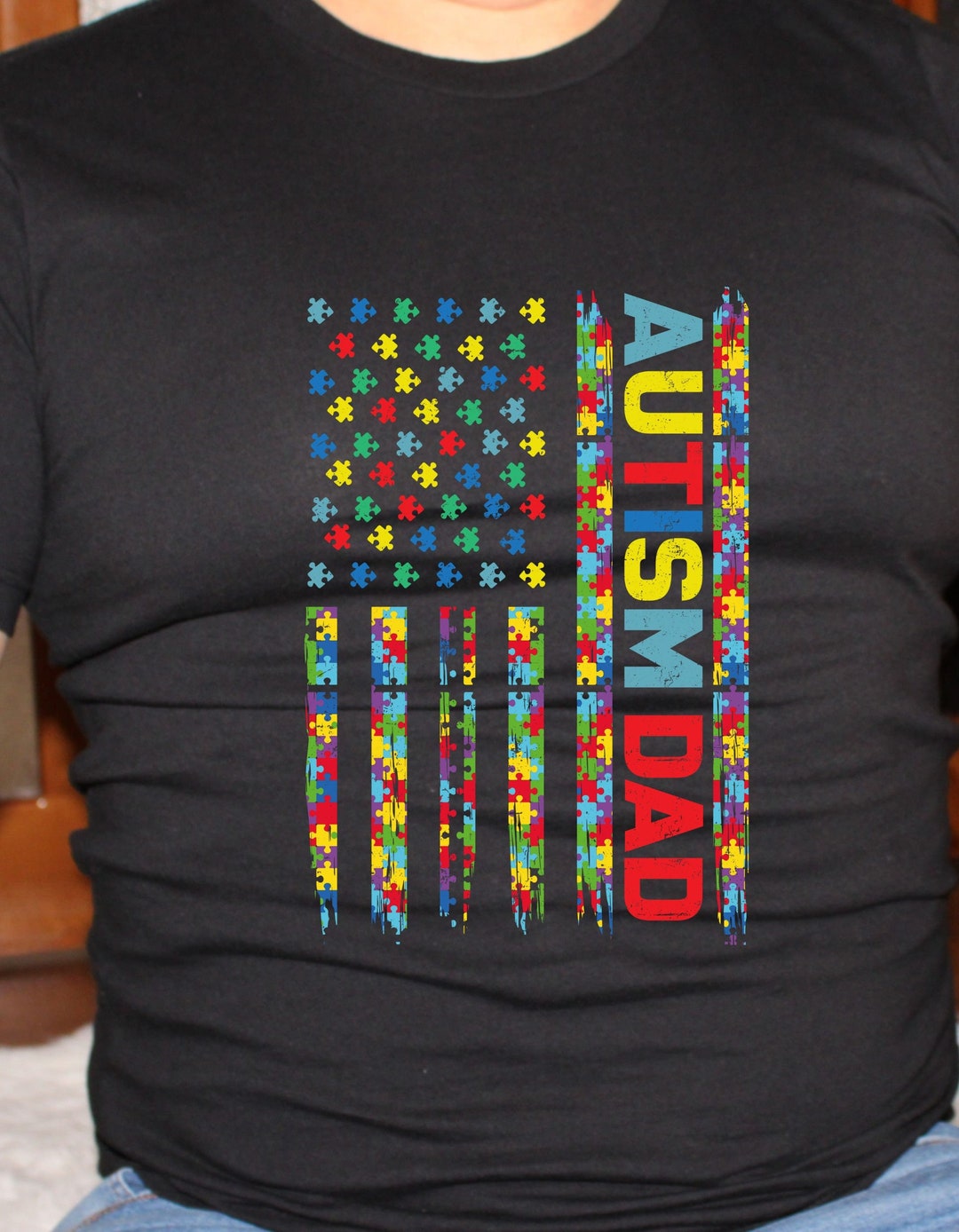 Autism Dad, Autism Dad Tshirt, Autism Dad Shirt, American Flag With ...