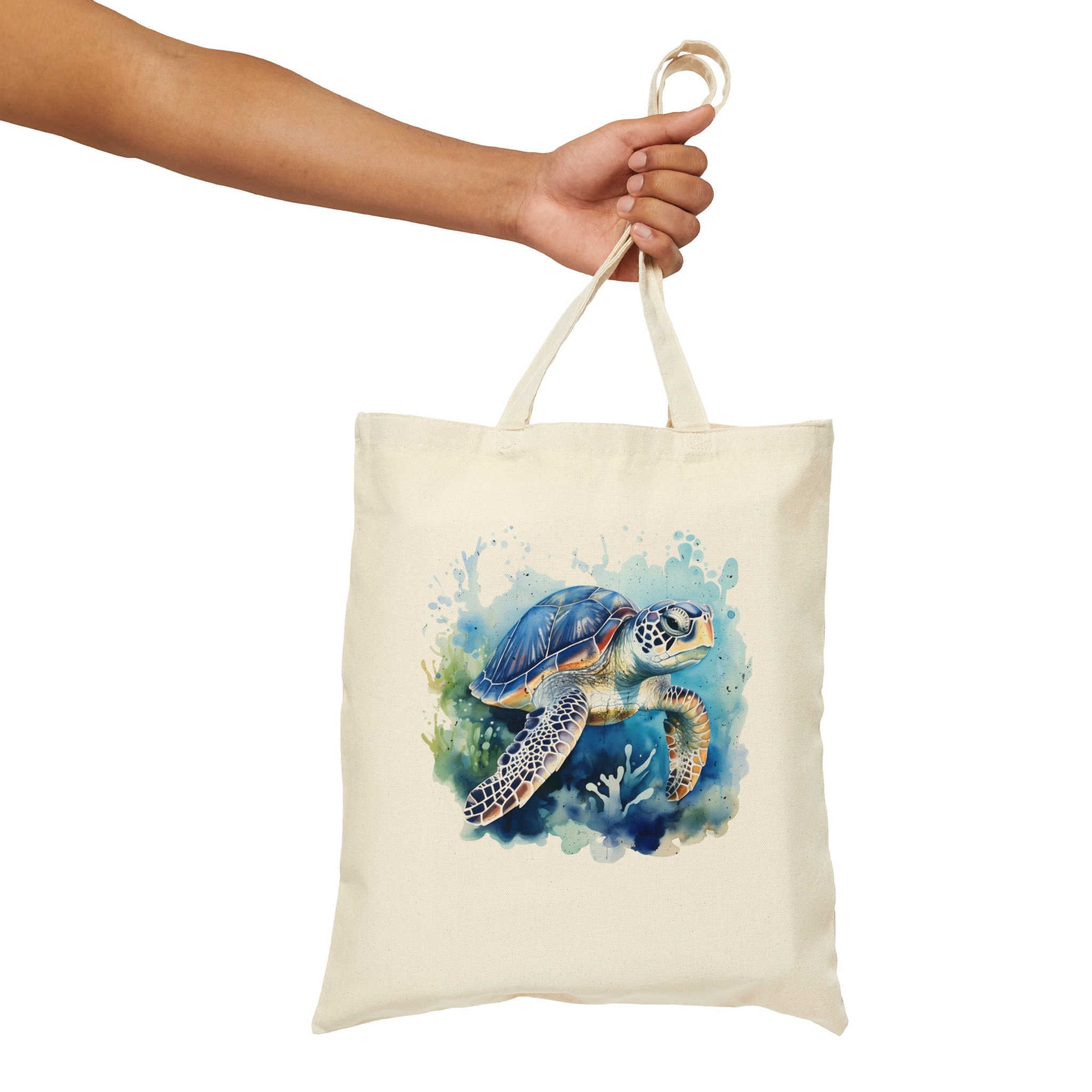 Sea Turtle Cotton Canvas Tote Bag Save the Ocean Tote - Etsy
