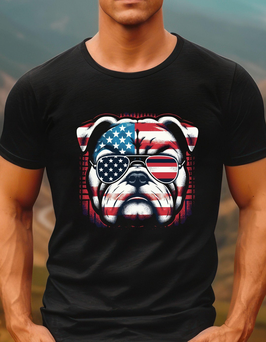 All American Bulldog Tshirt, National Dog Day, Flag Bulldog, Dog Lover ...