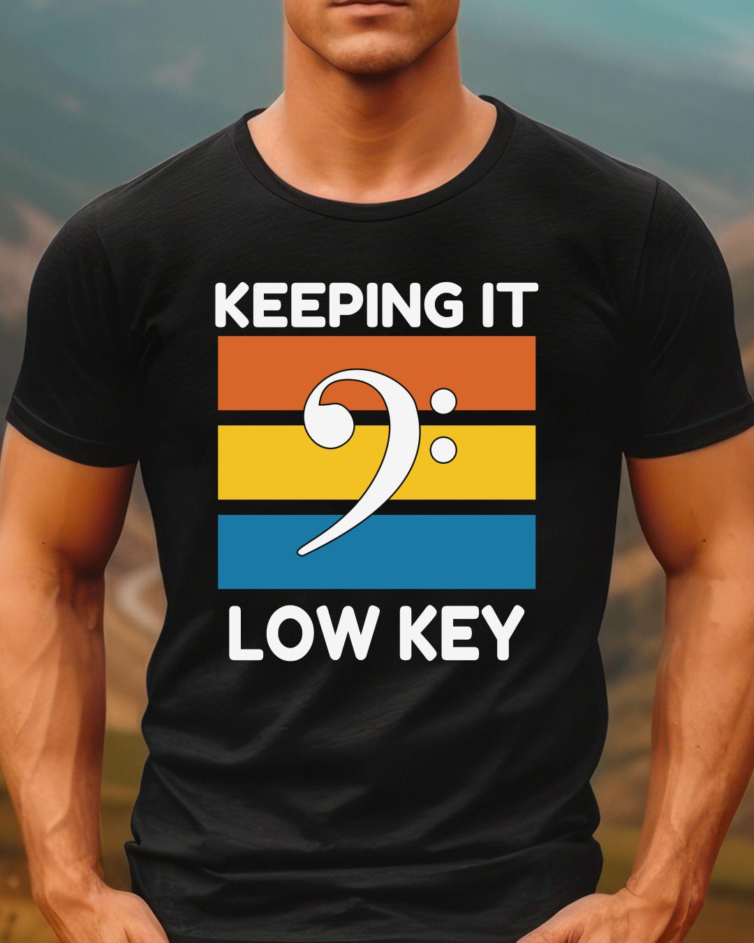 Keeping It Low Key Bass Clef Tee | Musician Retro Stripes, 8 Colors - Etsy