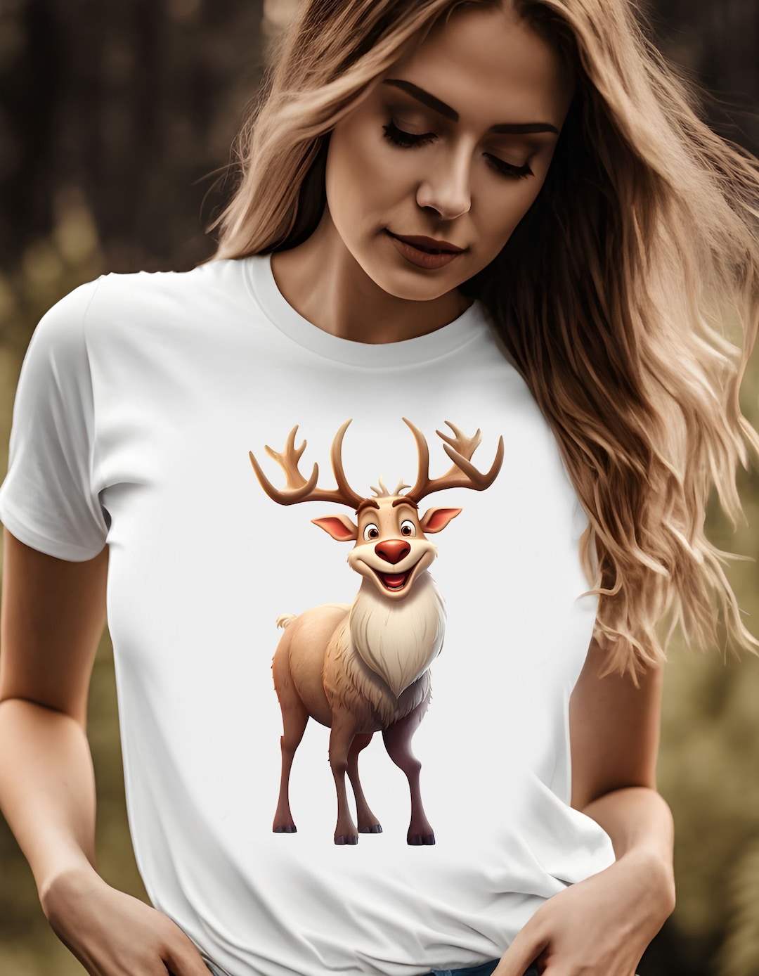 Happy Reindeer Tshirt, Goofy Reindeer Shirt, Happy Buck, Goofy Smiling ...