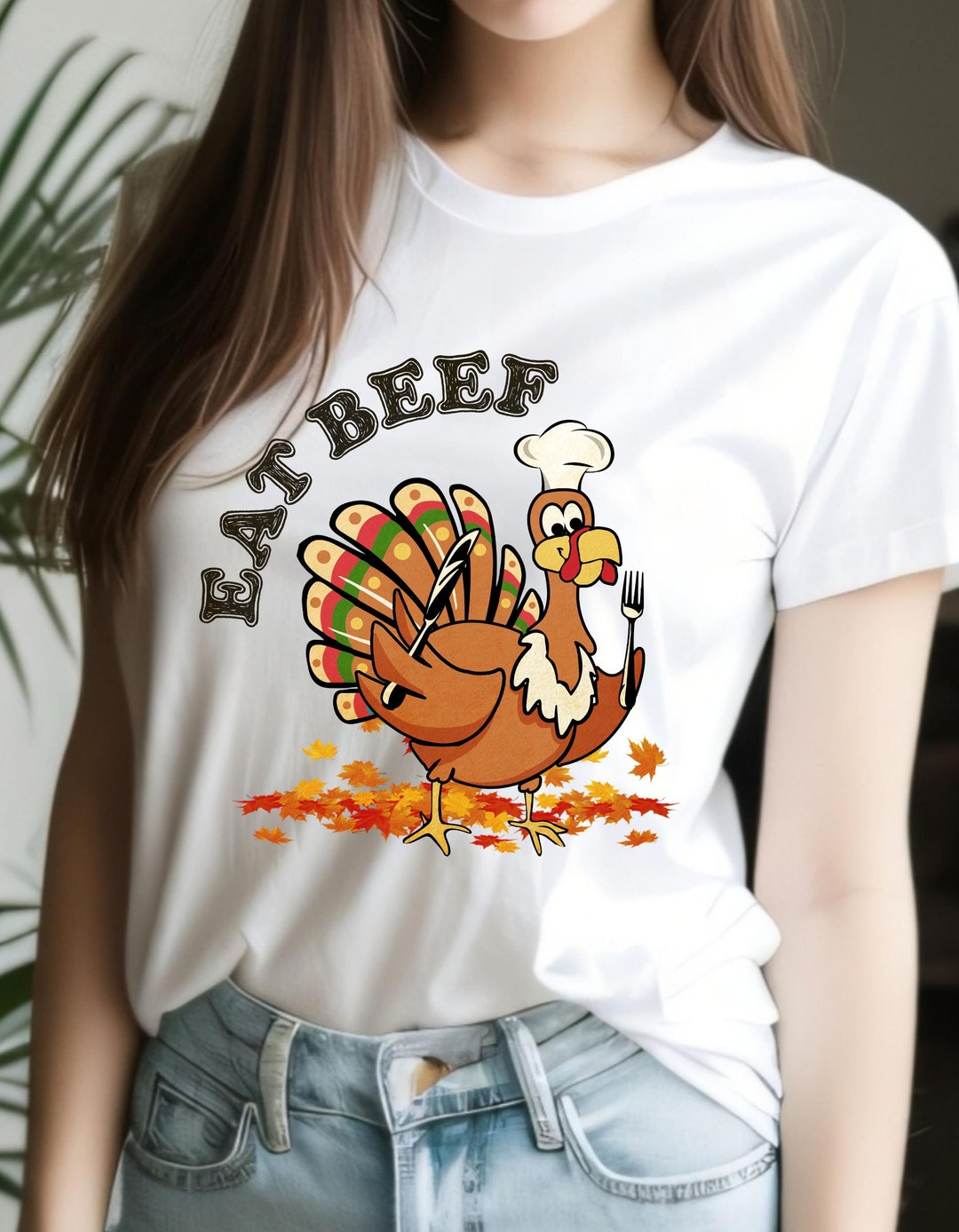 Eat Beef Tshirt, Turkey Eating Beef, Thanksgiving Tshirt, Fun Shirt ...