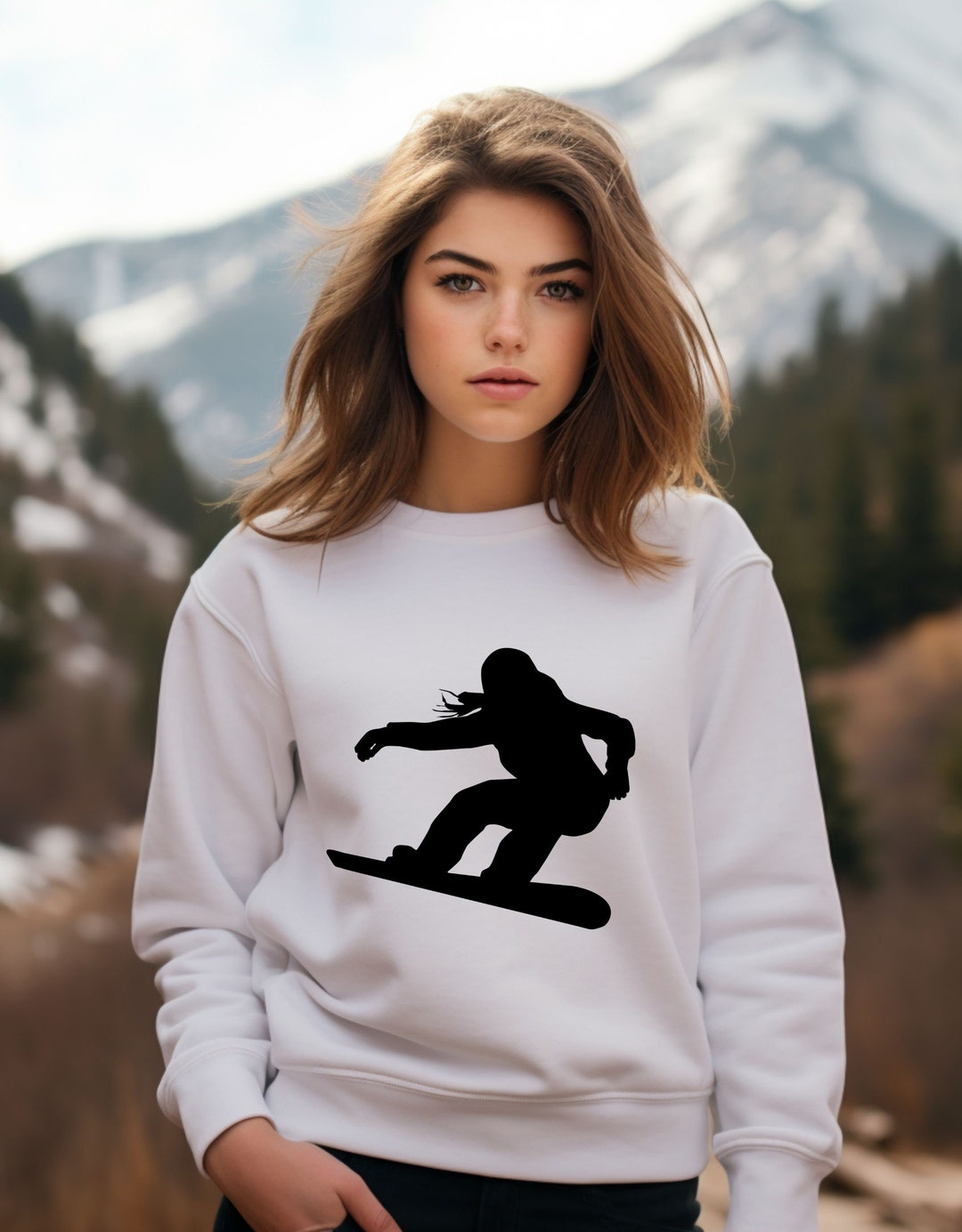 Snowboarding Silhouette, Snowboard Sweatshirt, Warm Sweatshirt, Skiing ...