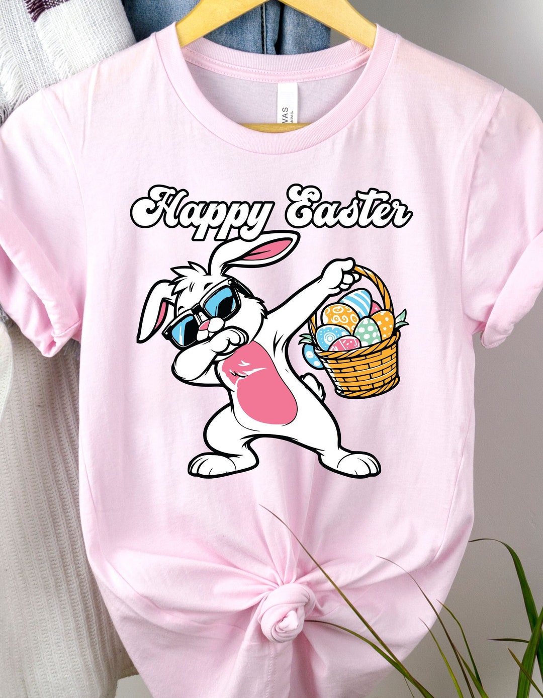 Dabbing Bunny Tshirt, Easter Eggs, Dancing Rabbit, Easter Basket - Etsy