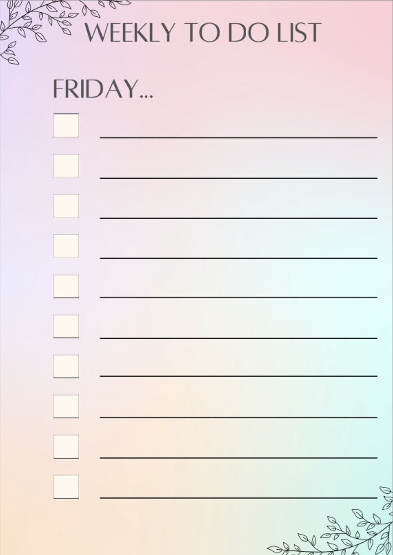 Printable Weekly to Do List - Etsy