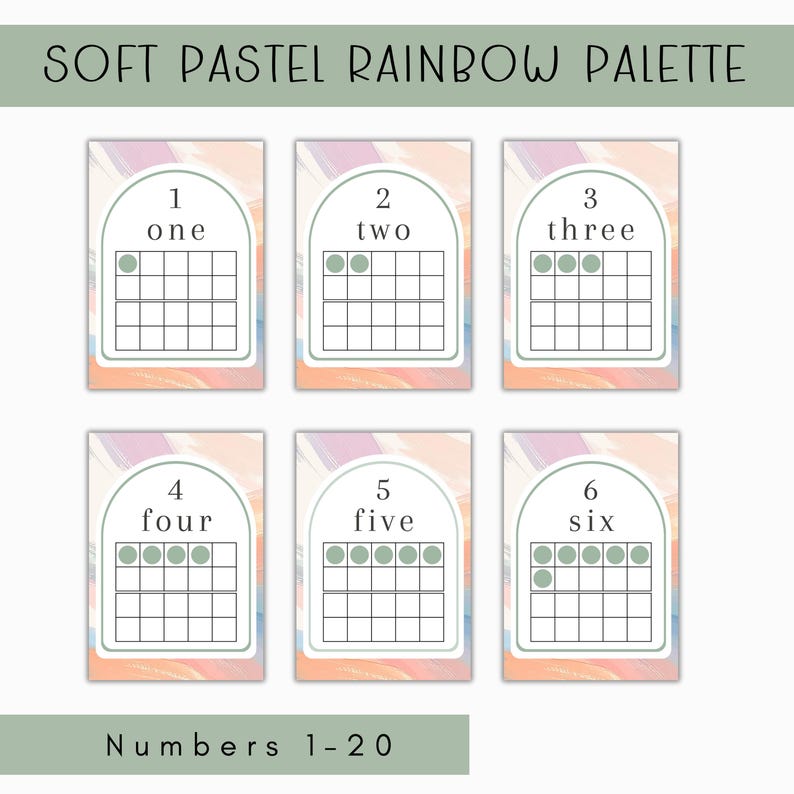Number Poster Classroom Decor Pastel Rainbow Ten Frame Math Posters ...