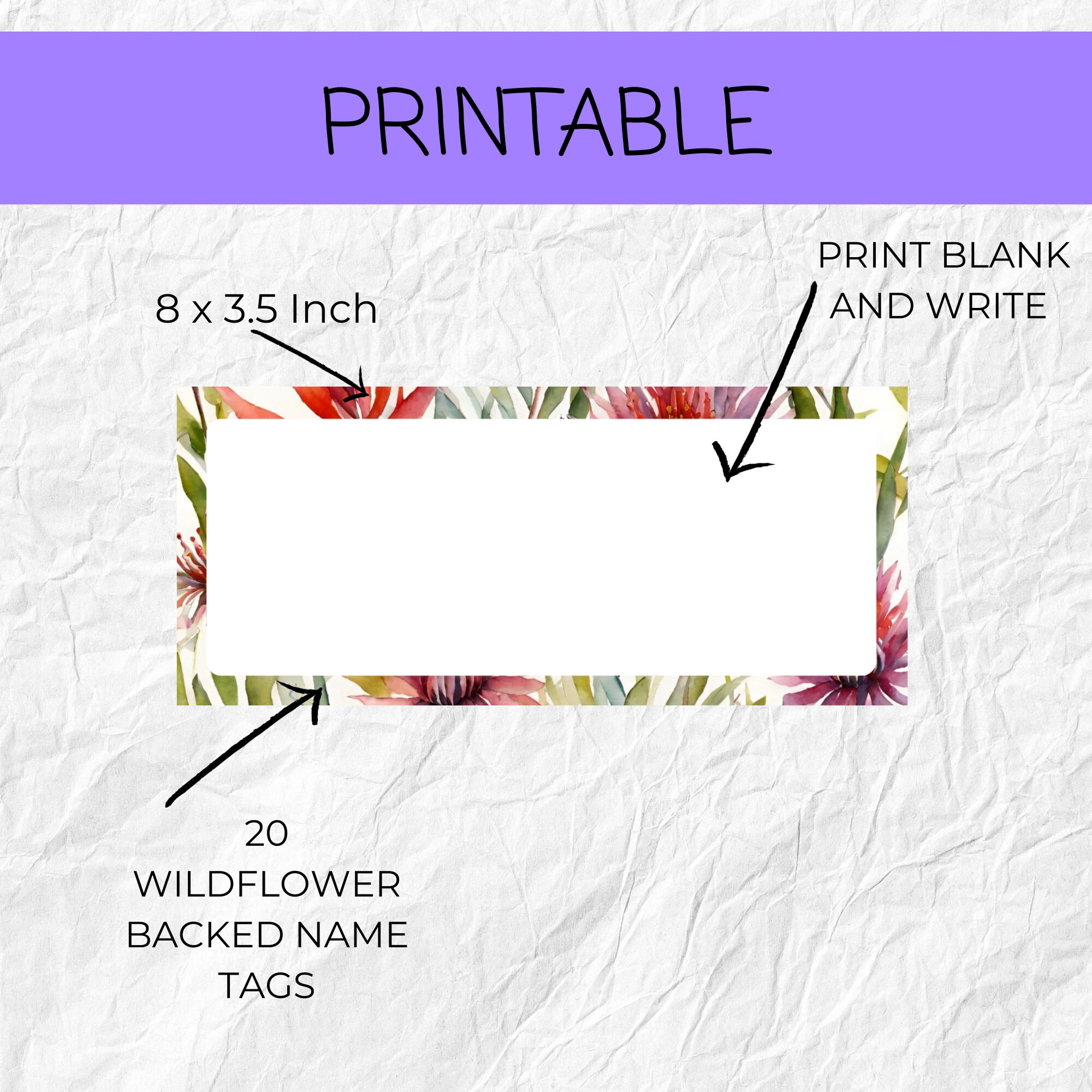 Desk Name Plates Editable Printable Wild Flowers Name Tags - Etsy