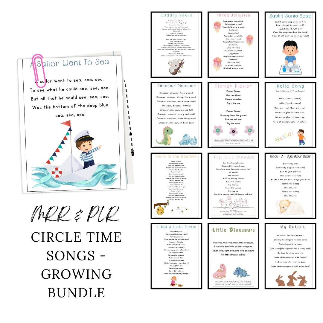 Group Time Song Book MRR and PLR Growing Bundle Preschool Circle Time ...