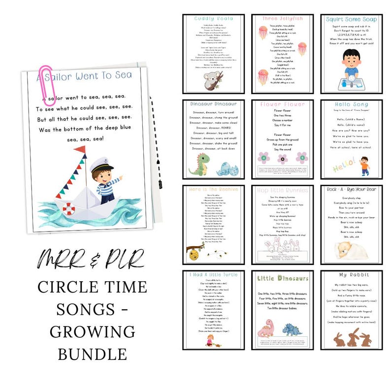 Preschool Circle Time Song Book: MRR & PLR Editable Bundle - Etsy