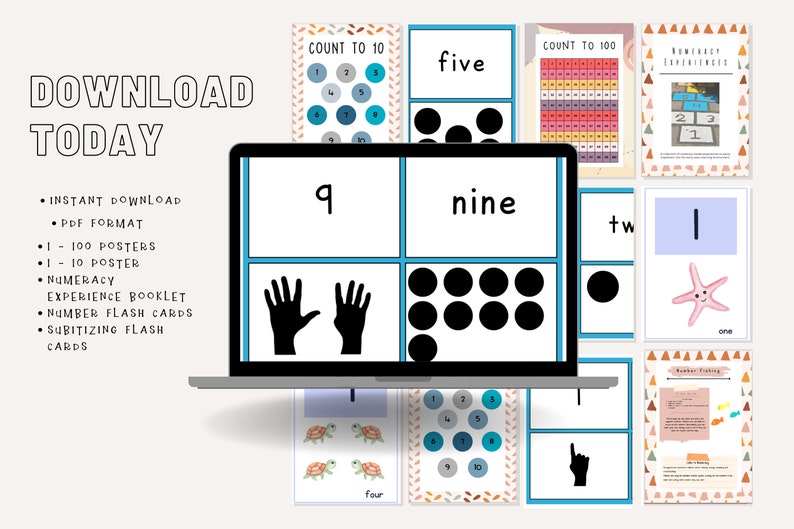 PRESCHOOL NUMBER LEARNING Bundle Printable Educational Resources 20 ...