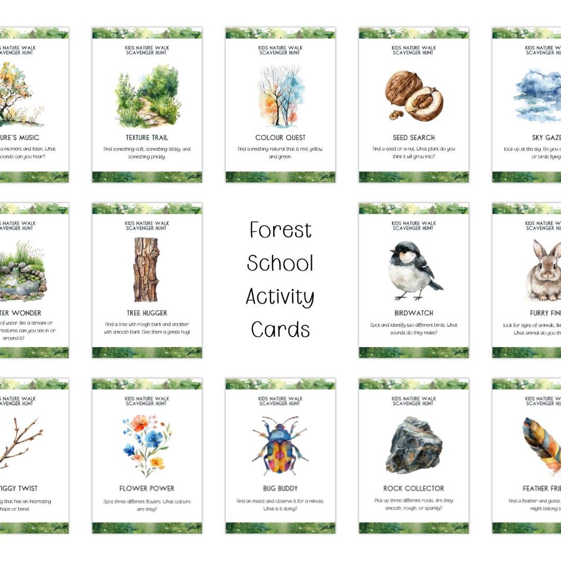 Nature Scavenger Hunt Printable for Kids | 15 Outdoor Activity Cards ...