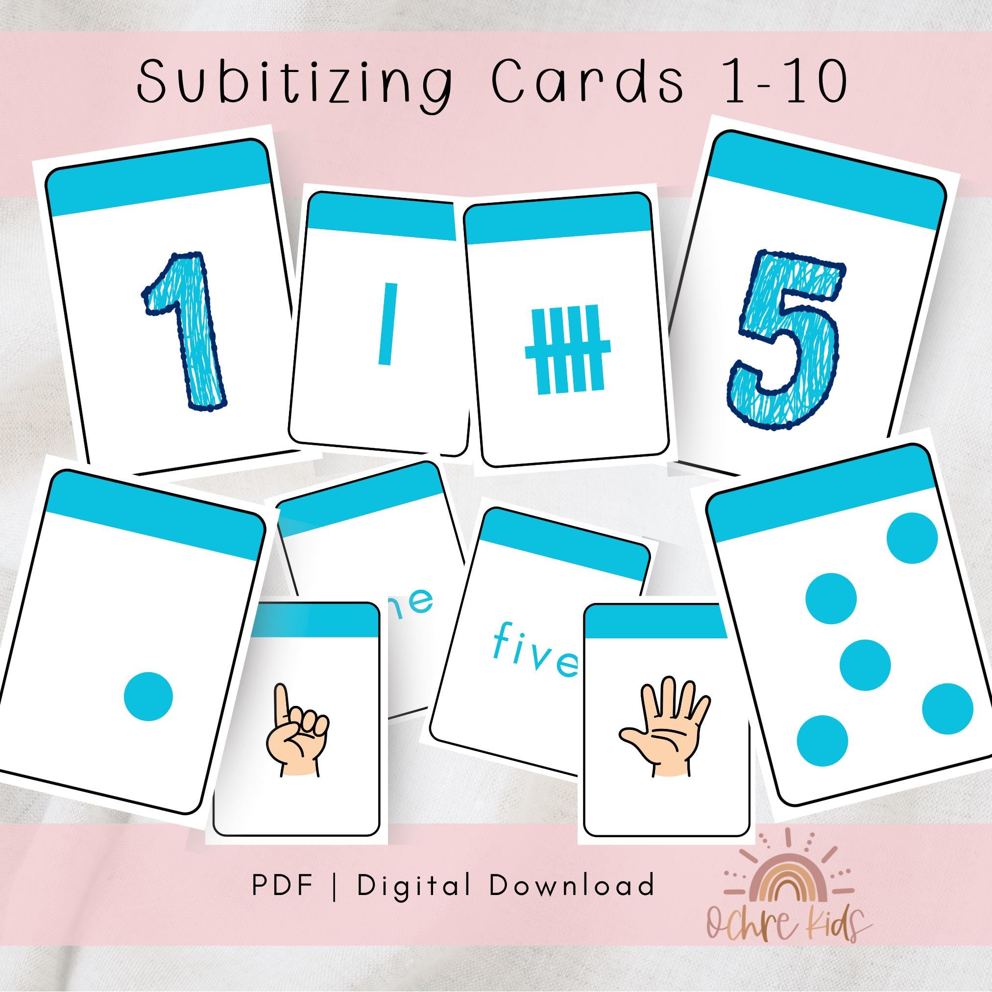 Subitizing 1-10 Number Cards, Early Years Learning Math Flashcards ...