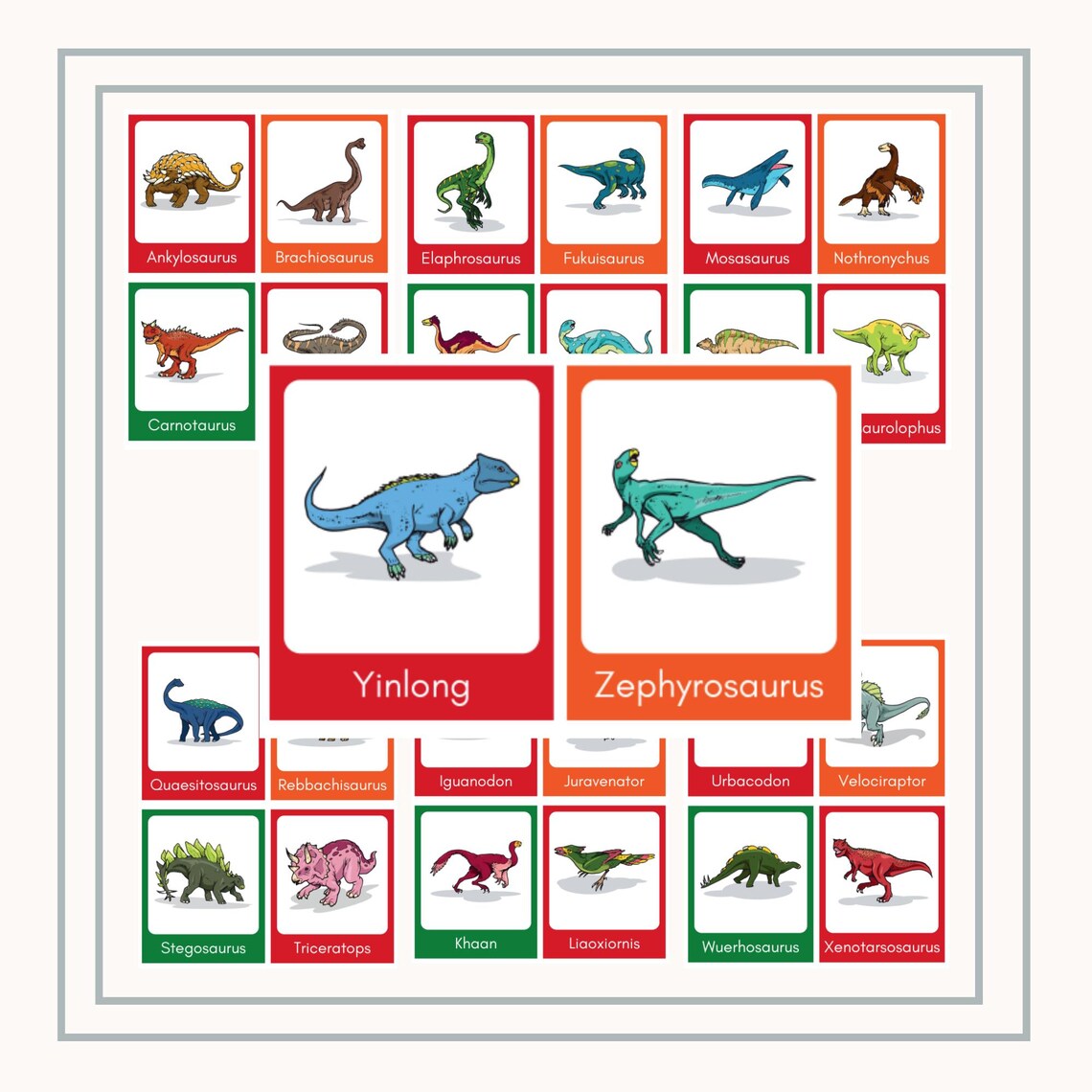 Dinosaur Alphabet Flashcard ABC Printable Flash Cards With Phonetic ...