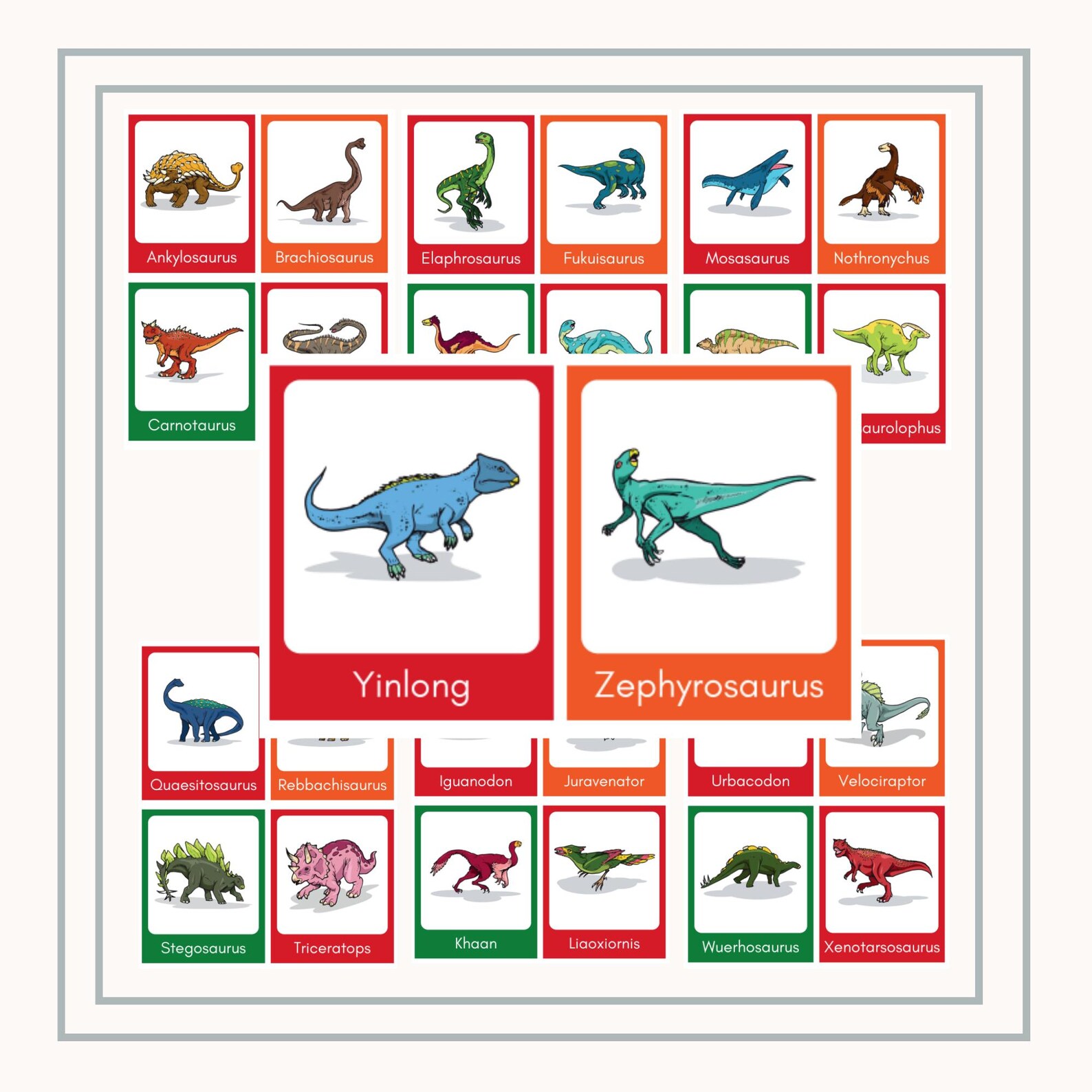 Dinosaur Alphabet Flashcard ABC Printable Flash Cards With Phonetic ...