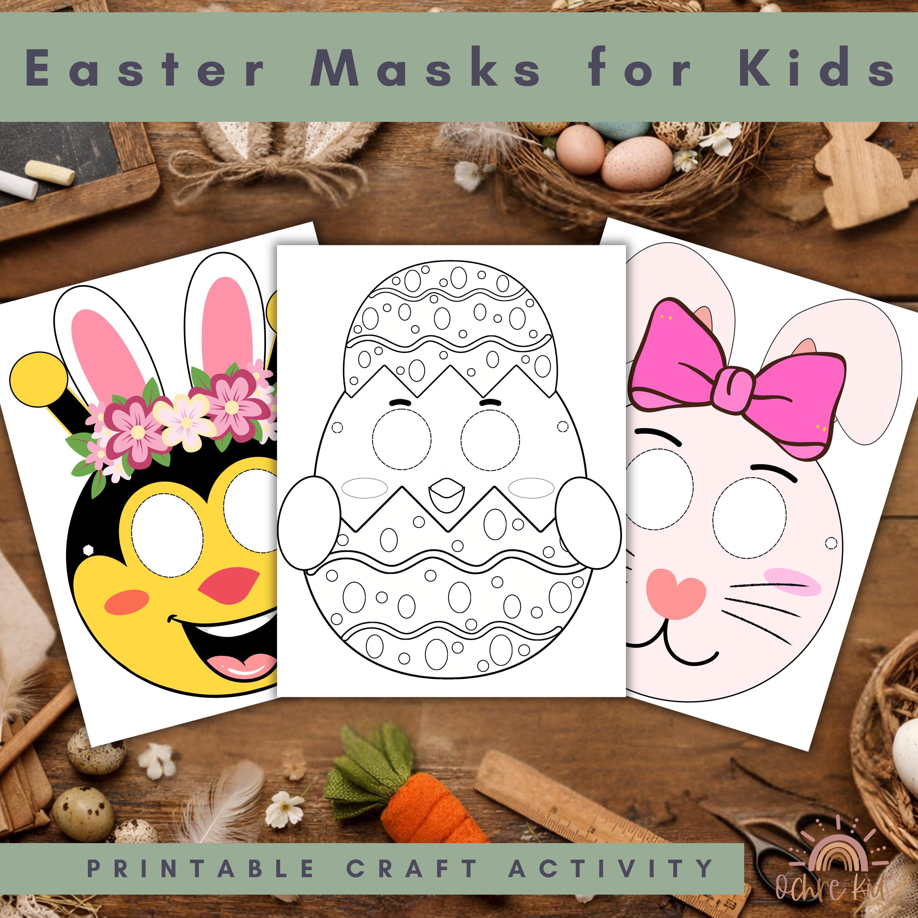 Printable Easter Masks for Kids Print and Color Craft Activity DIY ...