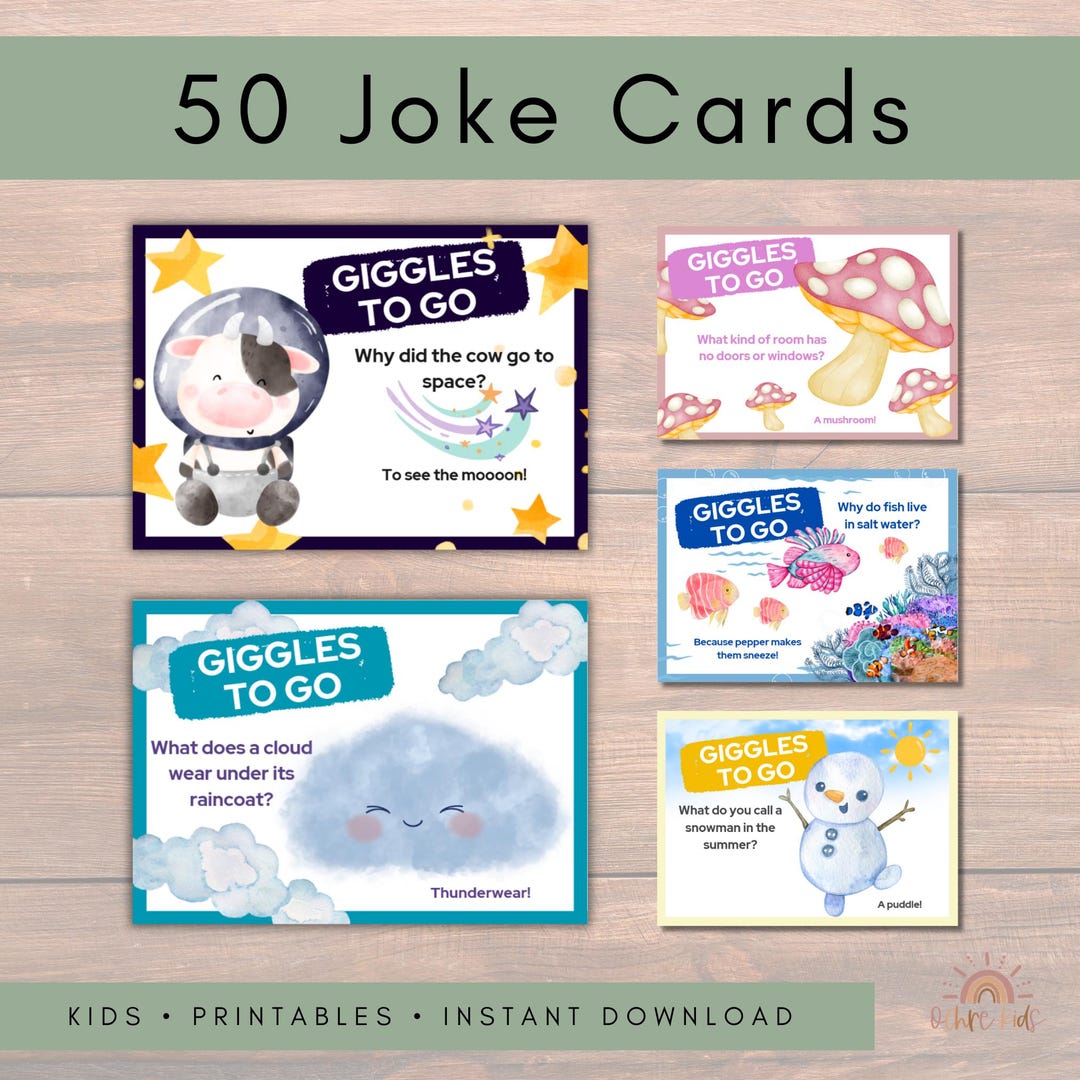 Lunchbox Notes for Kids Joke Cards for Lunch Time: 50 Funny Printable ...