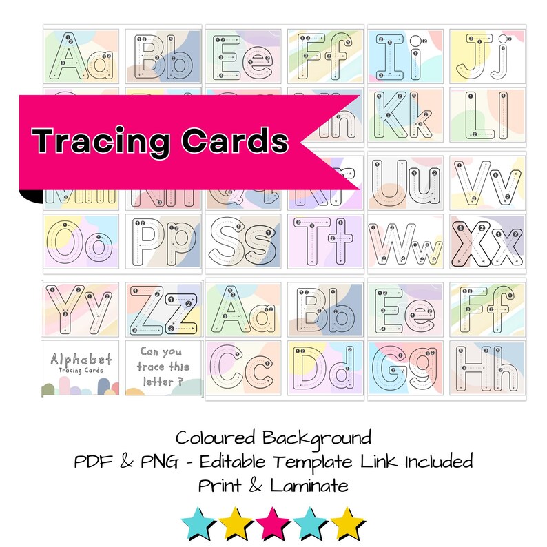 Alphabet Tracing Cards: A-Z Handwriting Practice - Preschool ...