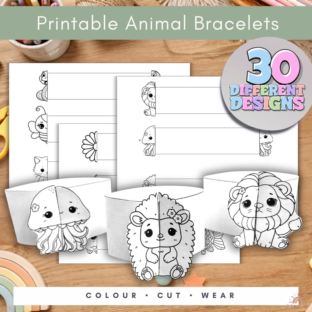 Printable Animal Bracelets for Kids | Cute Colouring Wristbands ...
