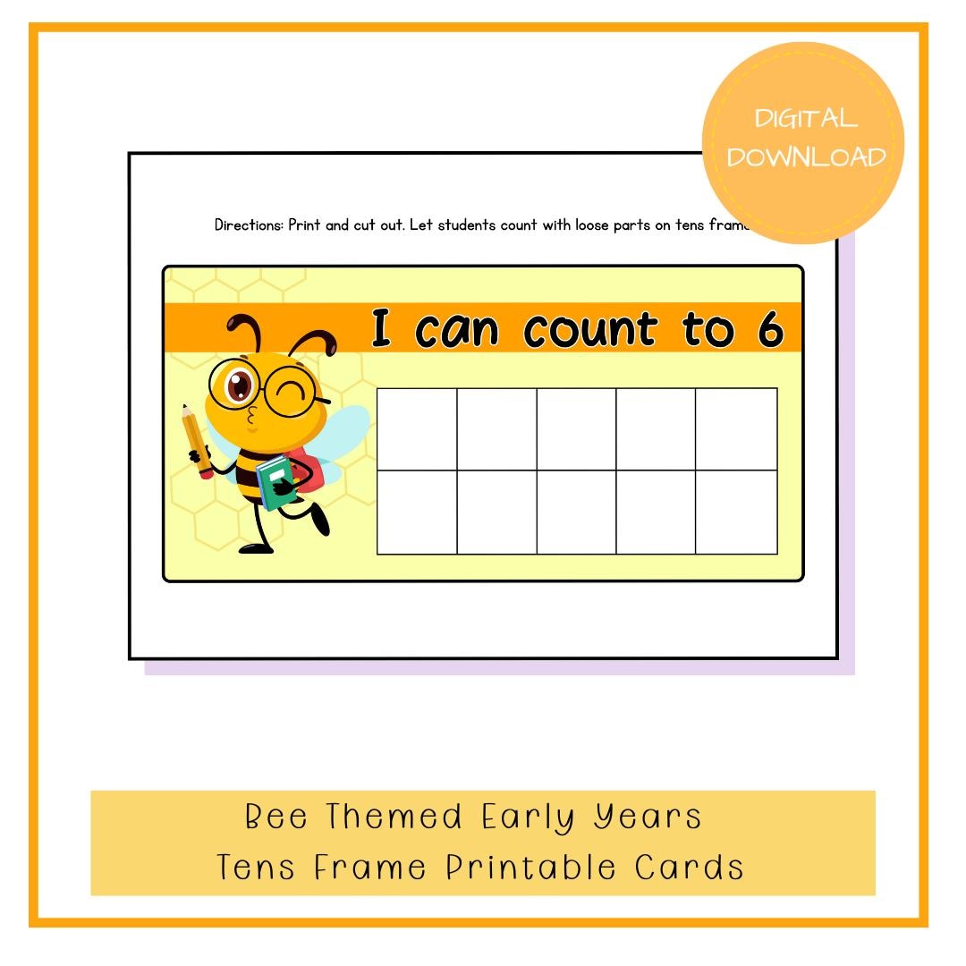 Bee Ten Frame Math Cards | Counting 1-10 Printable | Preschool and ...