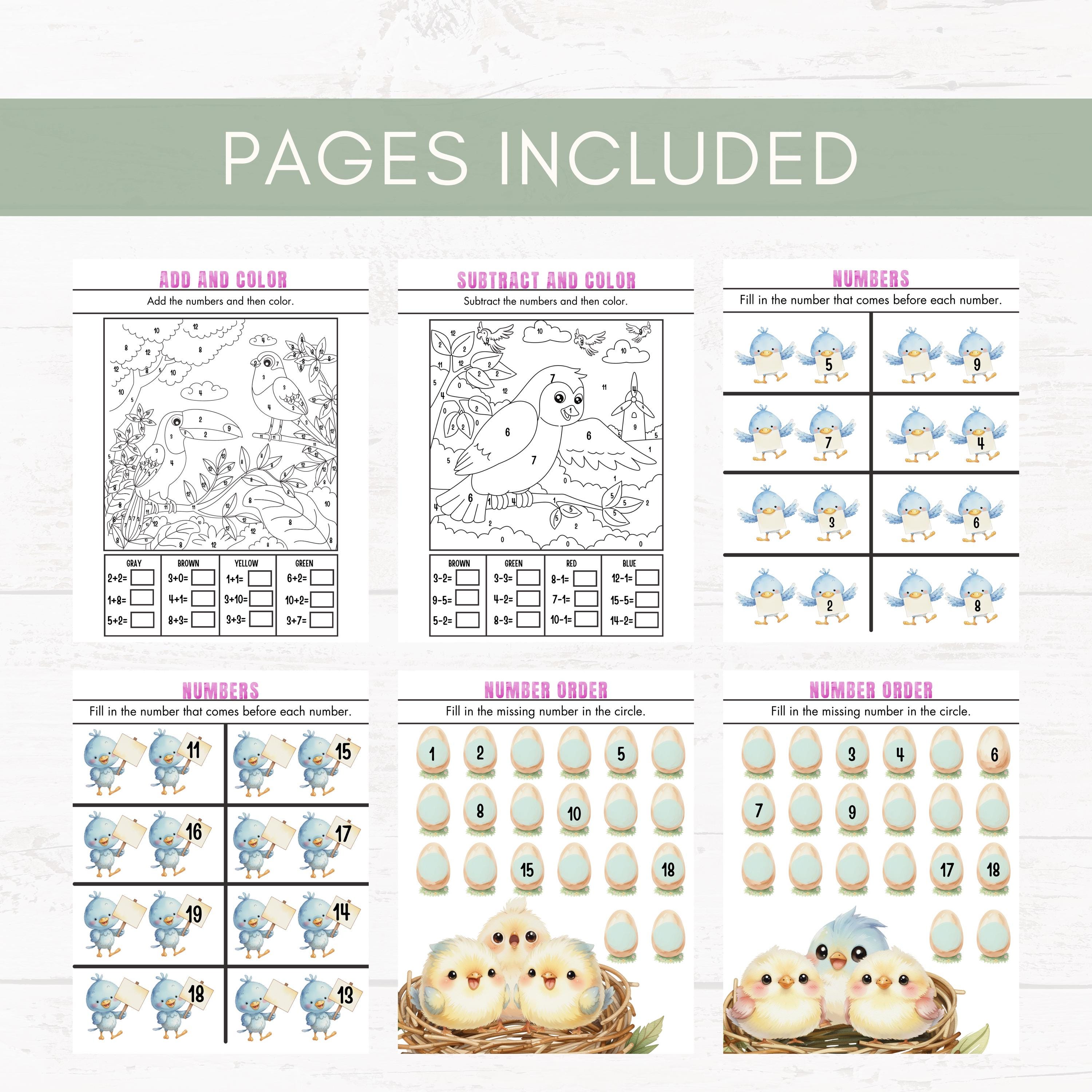 Bird Math Worksheets for Preschool – Counting, Addition & Number ...