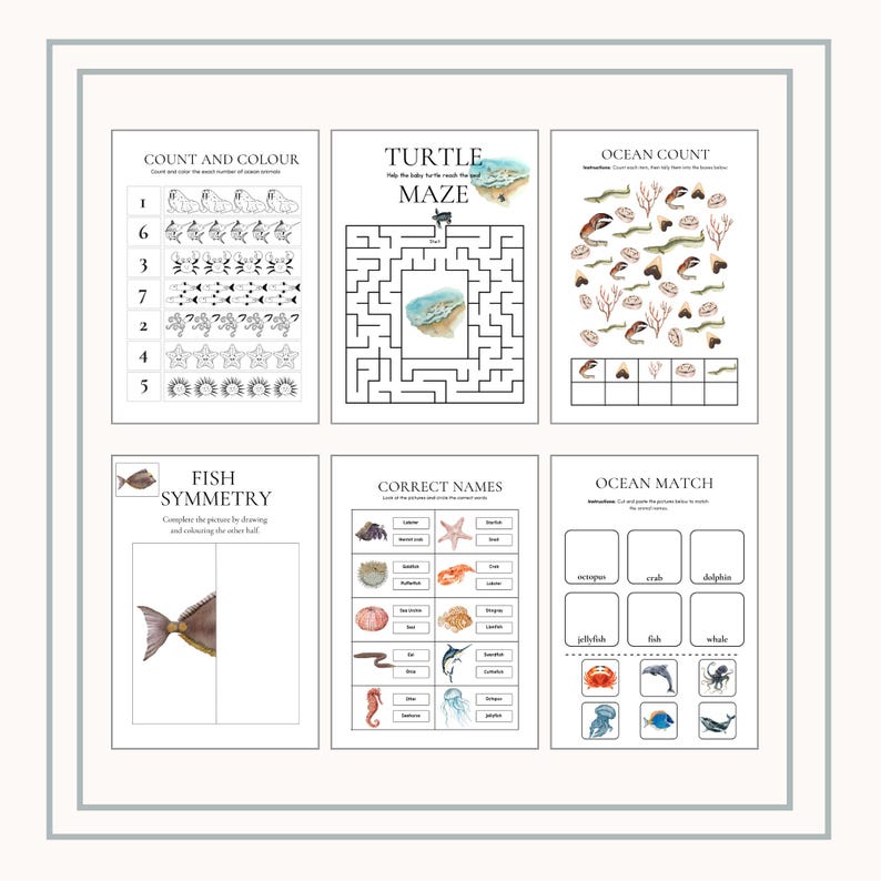 Under the Sea Activity Pack for Kids Ocean Activity Pack Including ...