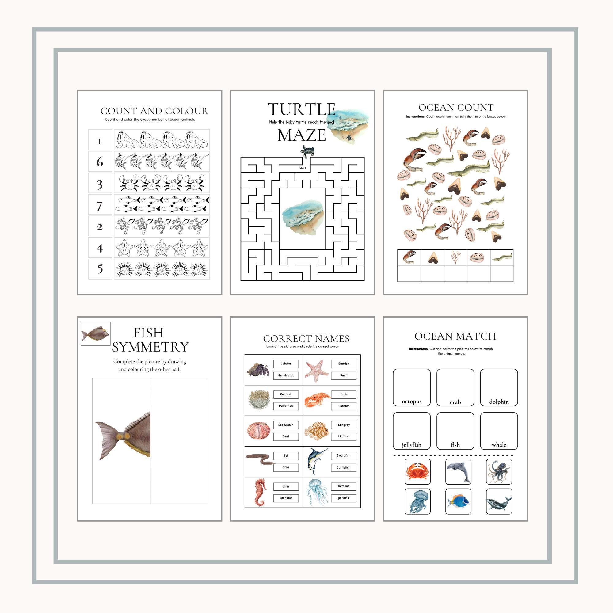 Under the Sea Activity Pack for Kids Ocean Activity Pack Including ...