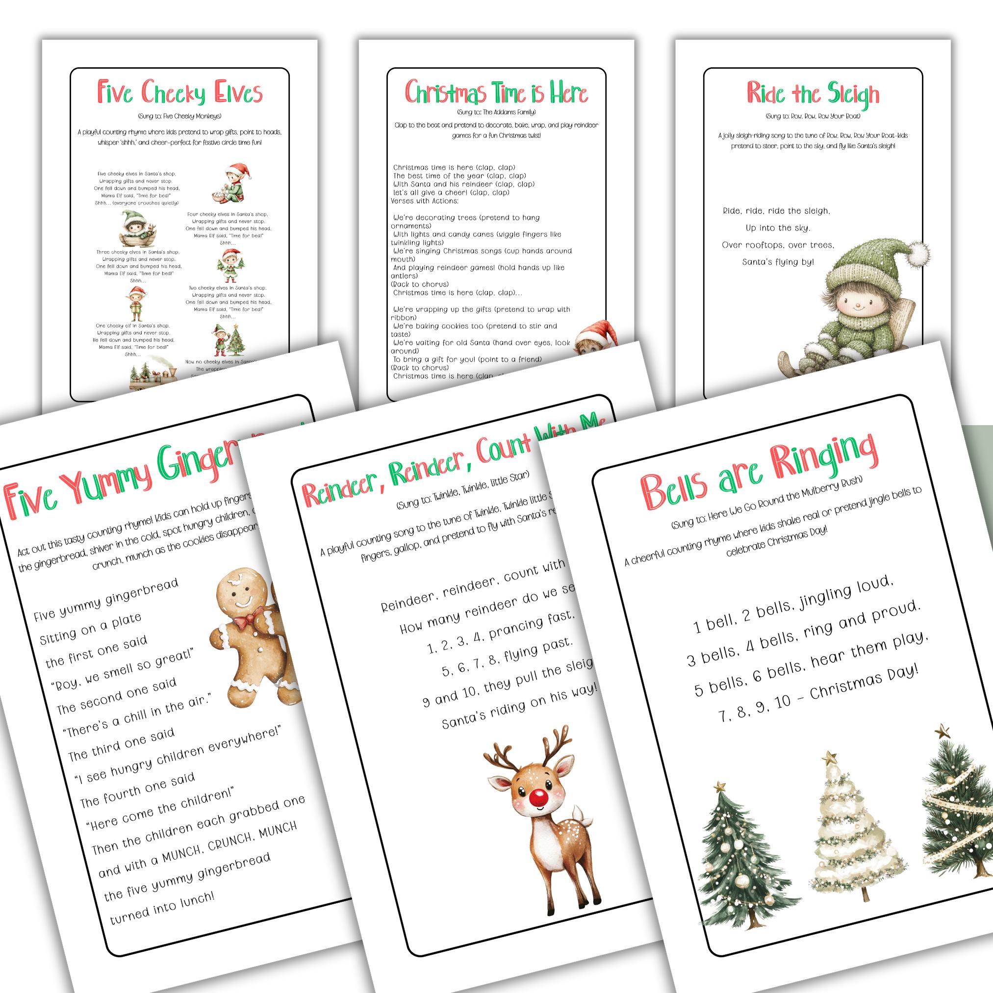 45 Christmas Circle Time Songs: Preschool Teacher Printable (PDF & PNG ...