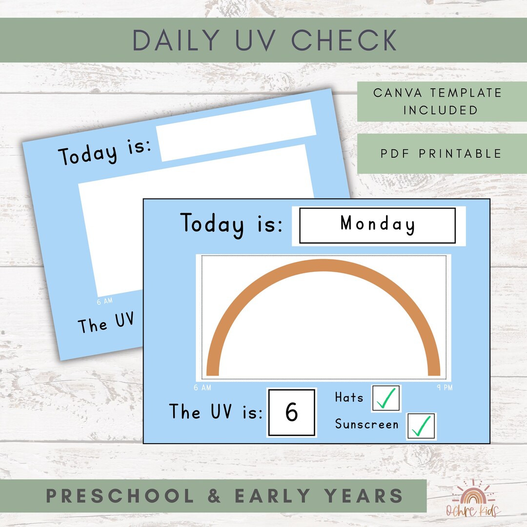 UV Safety Chart for Preschool | Sunsmart UV Chart A3 | Printable Sun ...