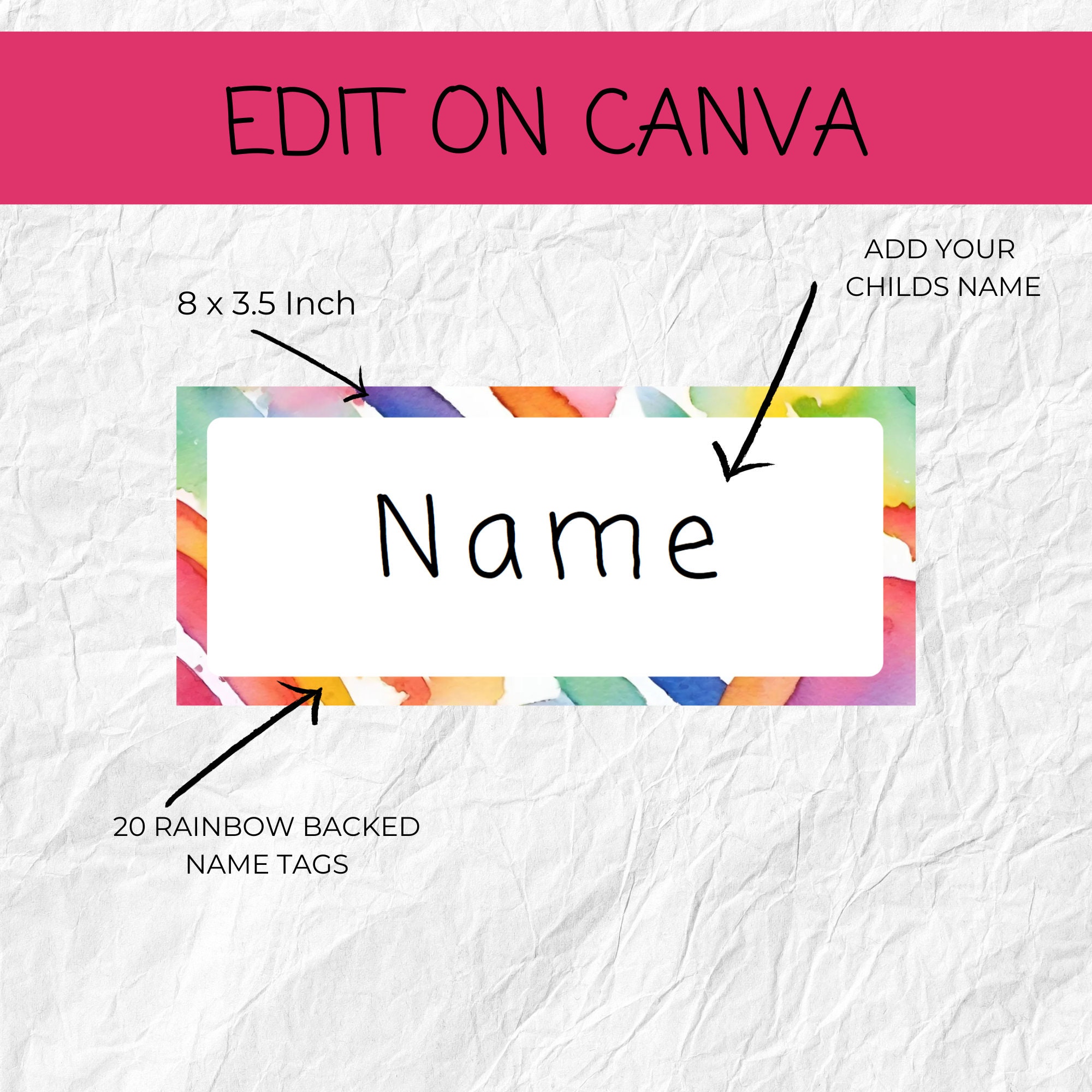 Rainbow Name Tags | Editable and Printable - Etsy