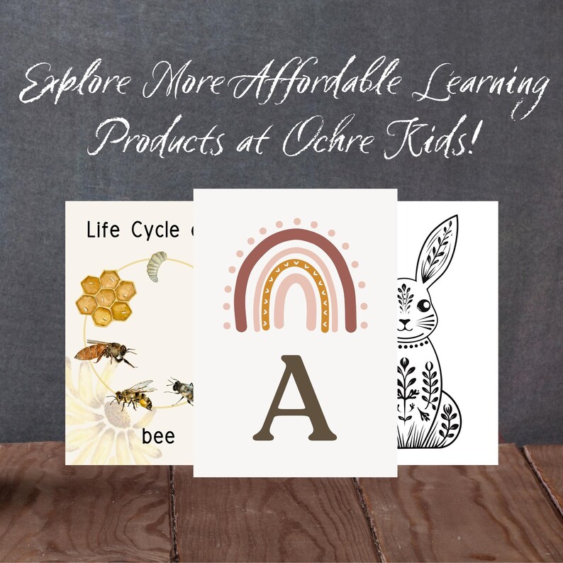 Boho Alphabet Posters A-Z Printable PDF & JPG | A5 ABC Rainbow ...