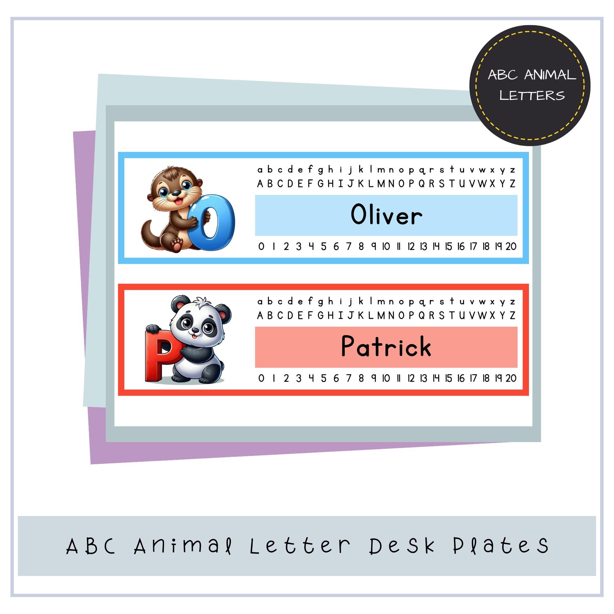 Animal Alphabet Preschool Name Tags | Editable Desk Plates for Early ...