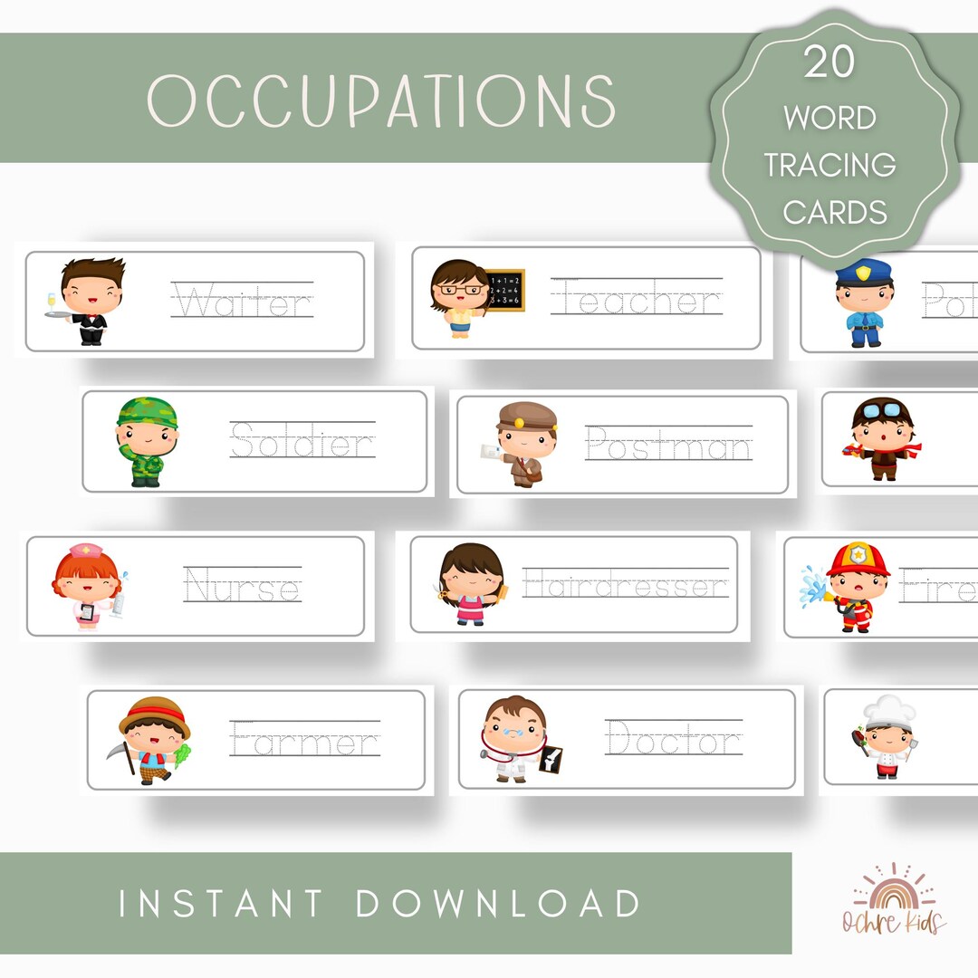 Occupation Handwriting Practice | Community Helper Tracing Cards (PDF ...