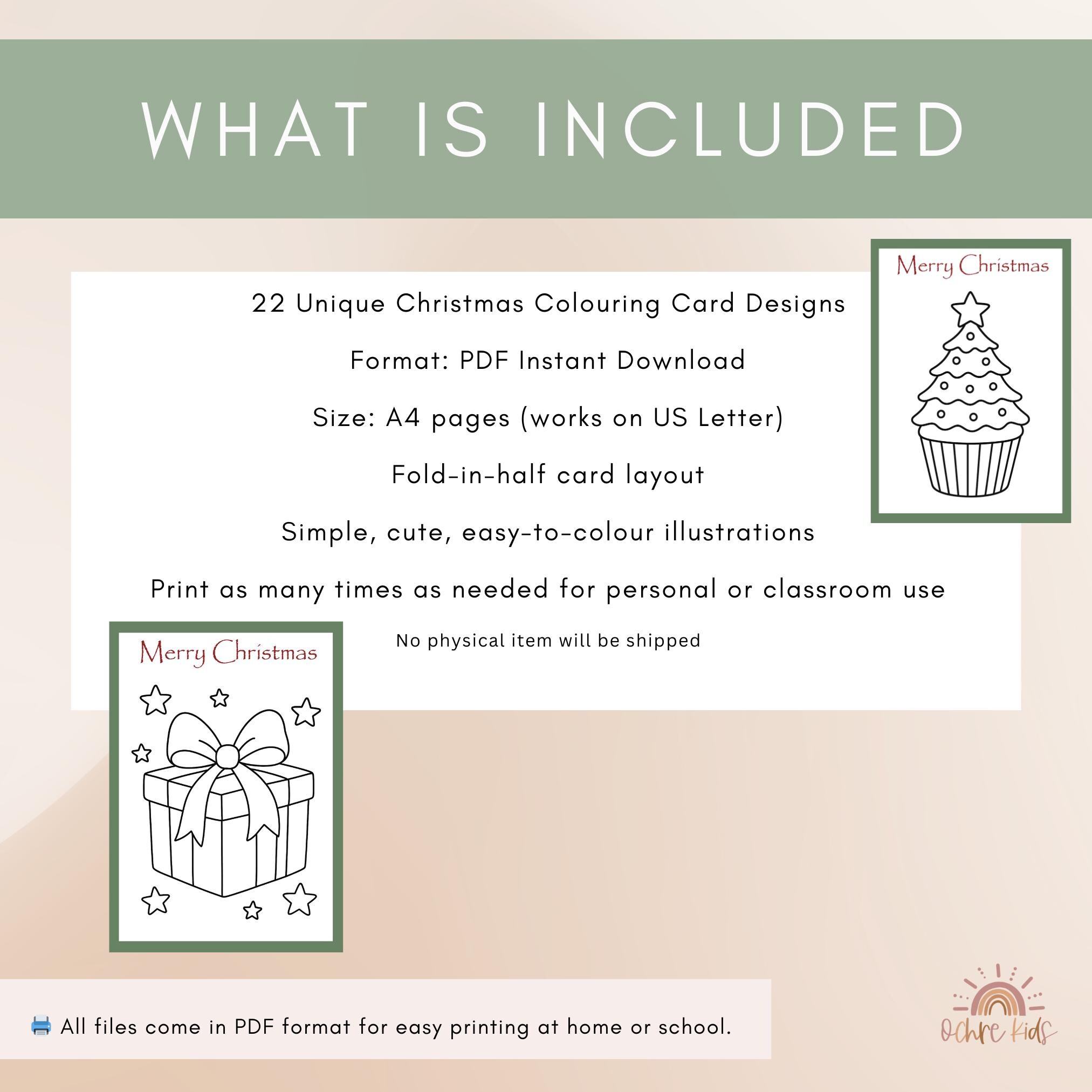 Printable Christmas Cards for Kids to Colour – 22 Colouring Card ...