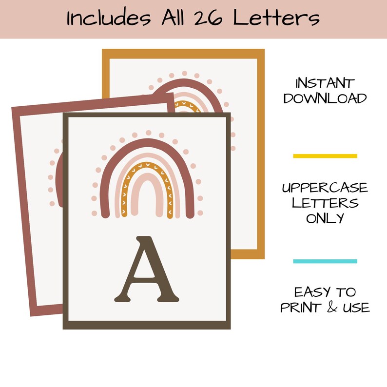 Boho Alphabet Posters A-Z | A5 Size | Printable PDF and JPG | ABC ...