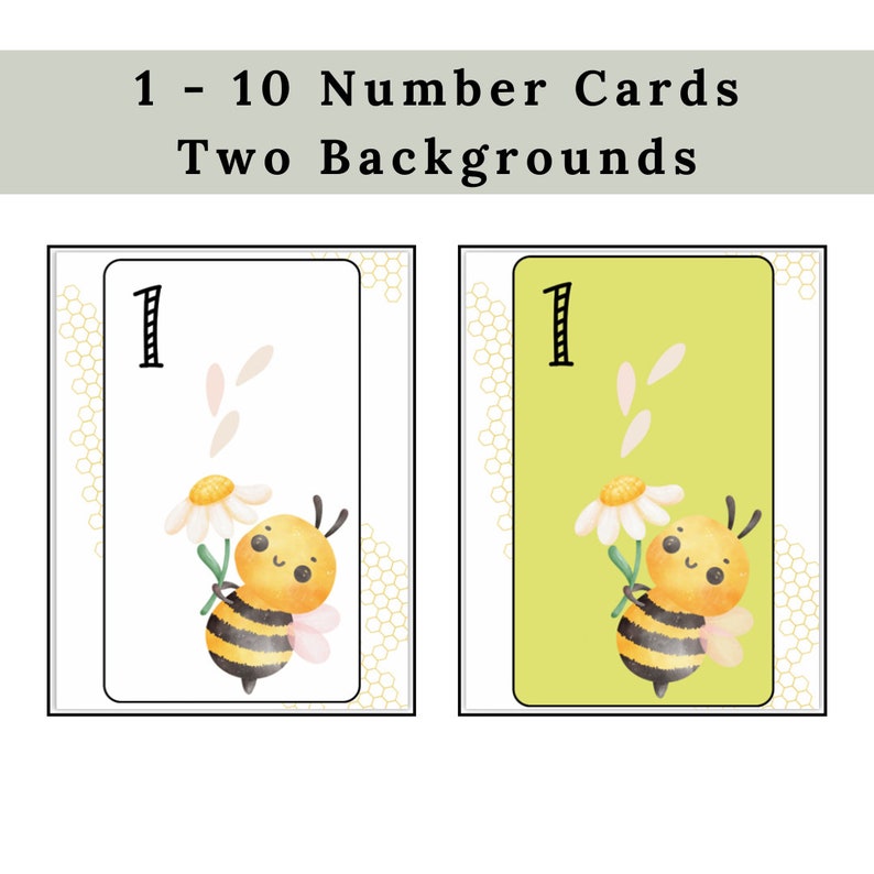 BEE Number Flashcards, Numbers 1-10, Counting Flashcards, Digital ...